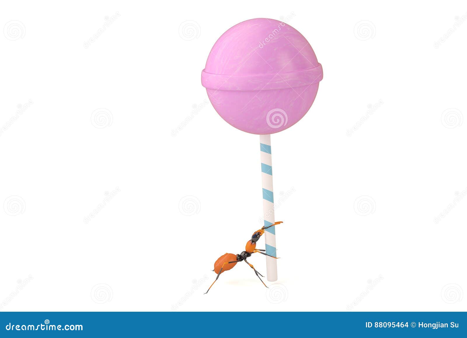 An Ant with Lollipops.3D Illustration. Stock Illustration ...