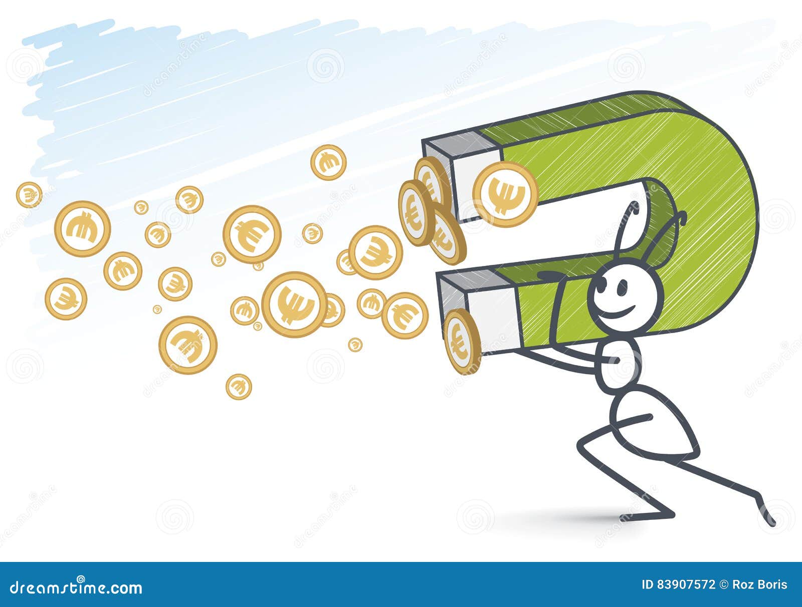 Ant and the green magnet stock vector. Illustration of income - 83907572