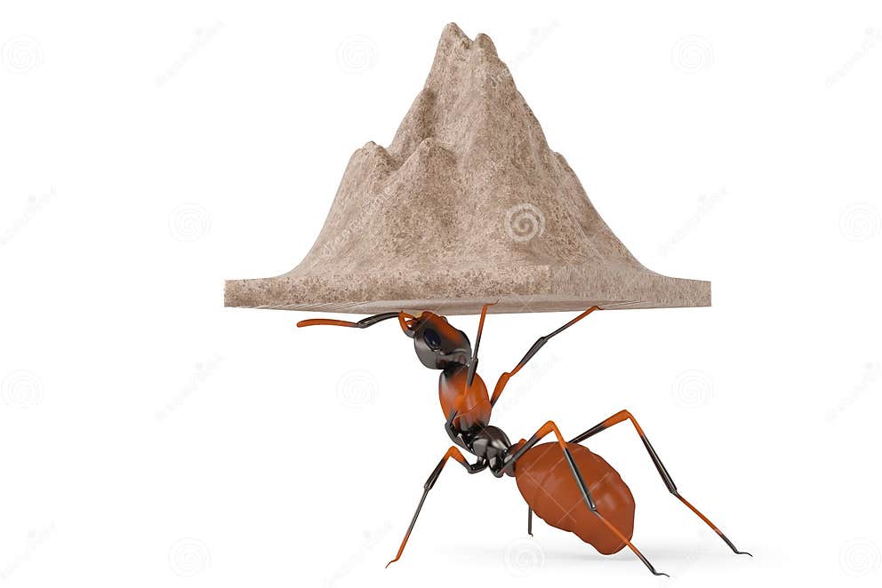 The Ant Move the Mountain. 3D Illustration. Stock Illustration ...