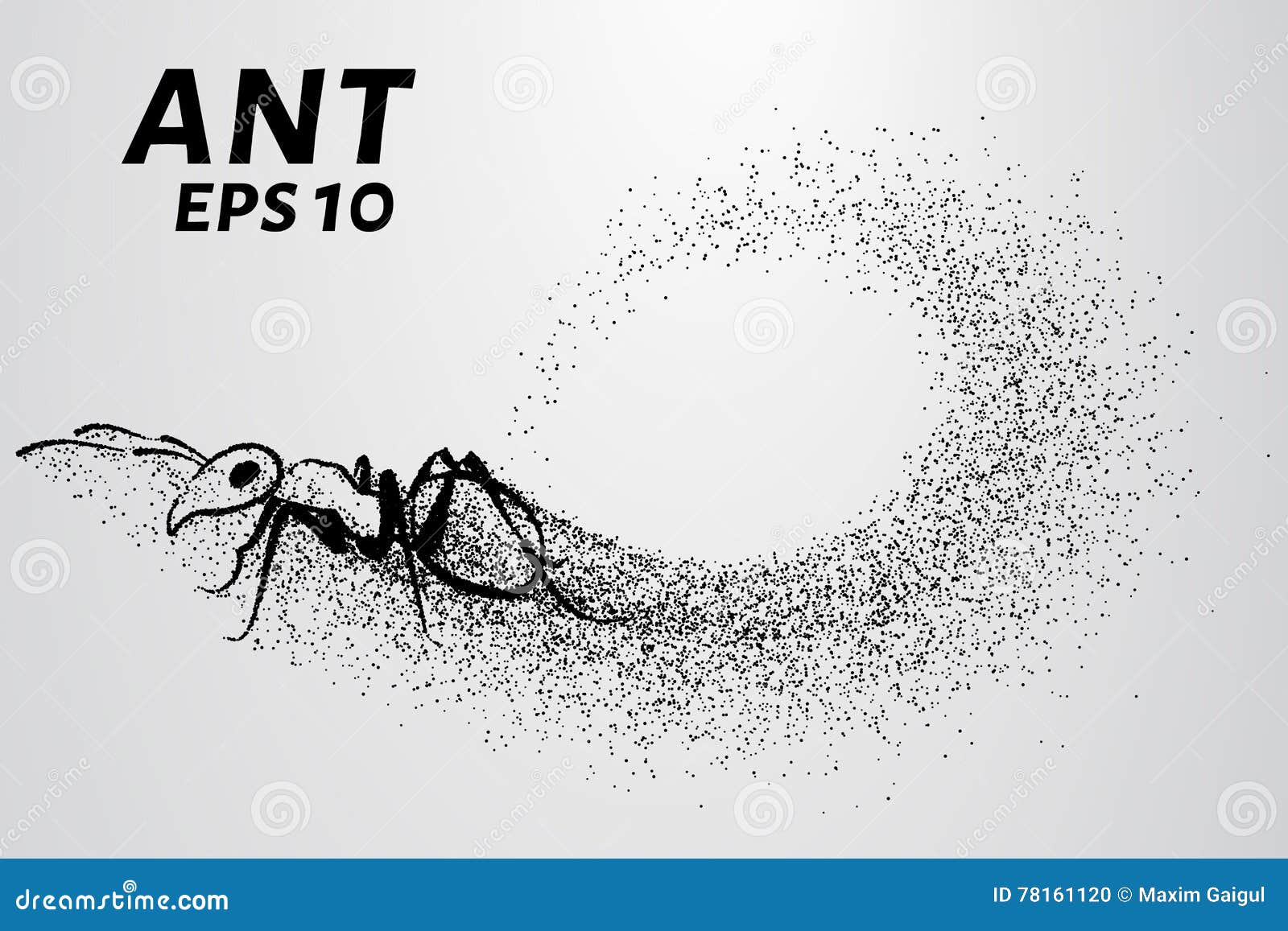 Ant of the Particles. the Ant Consists of Small Circles. Vector ...