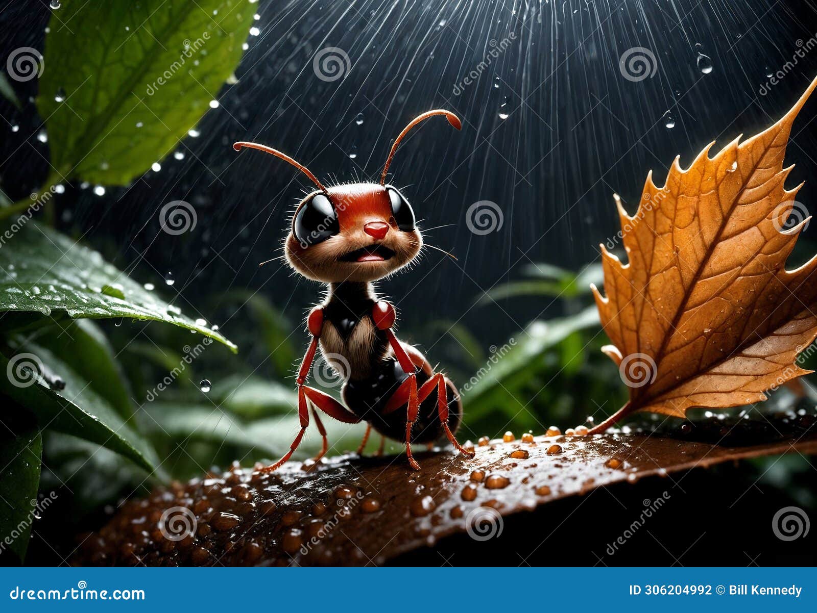 Ant in the Rain stock illustration. Illustration of ground - 306204992