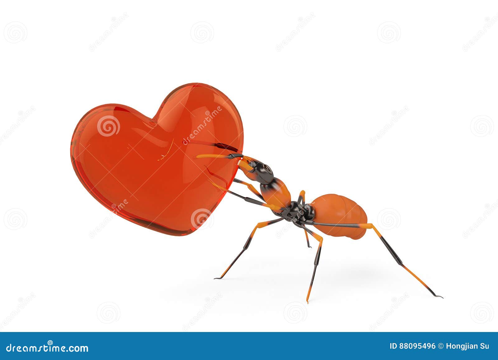 An Ant with Red Heart.3D Illustration. Stock Illustration ...