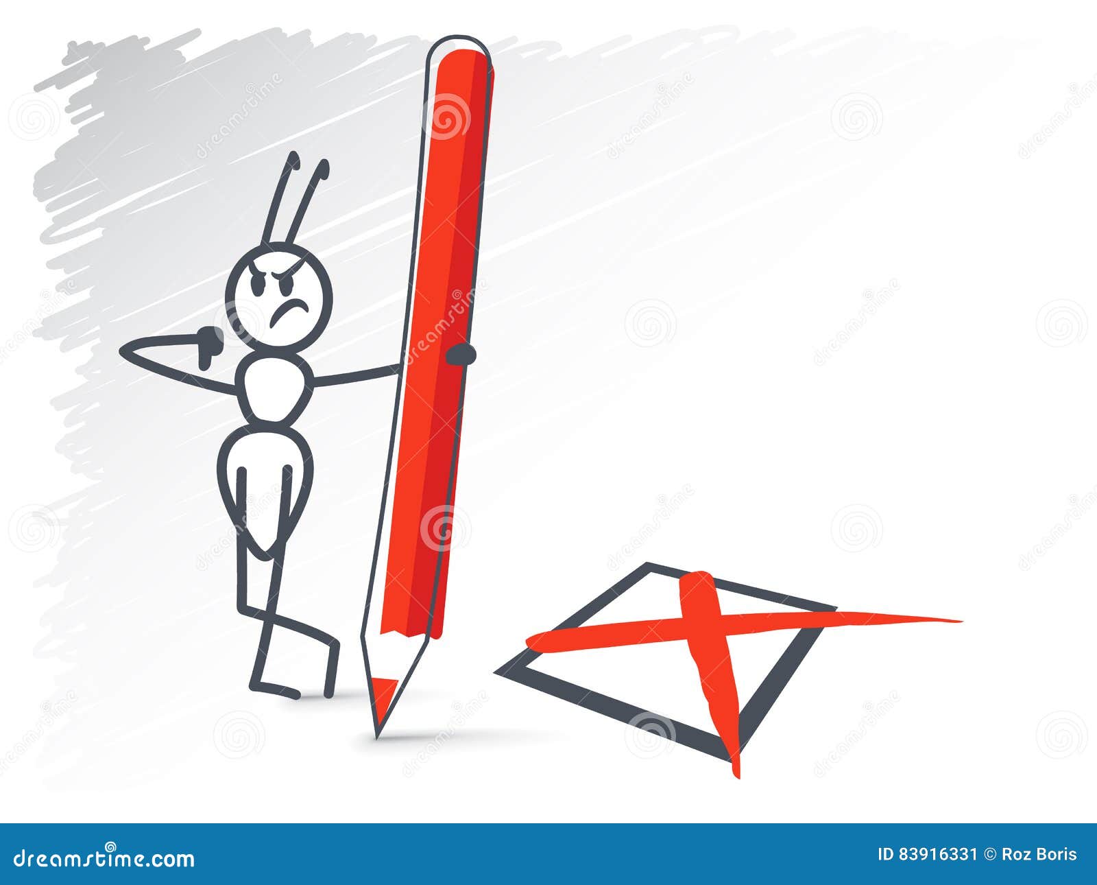 Ant and red pen stock vector. Illustration of simple - 83916331