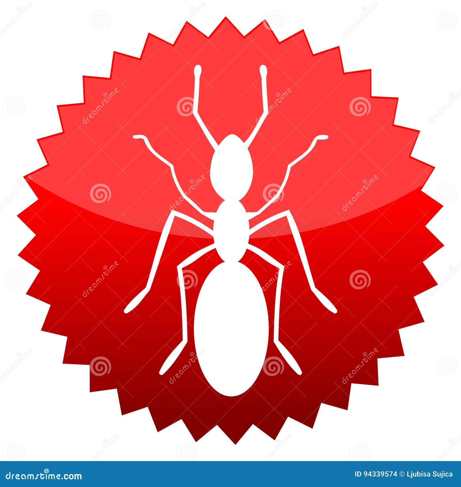 Ant, Red sun sign stock illustration. Illustration of company - 94339574