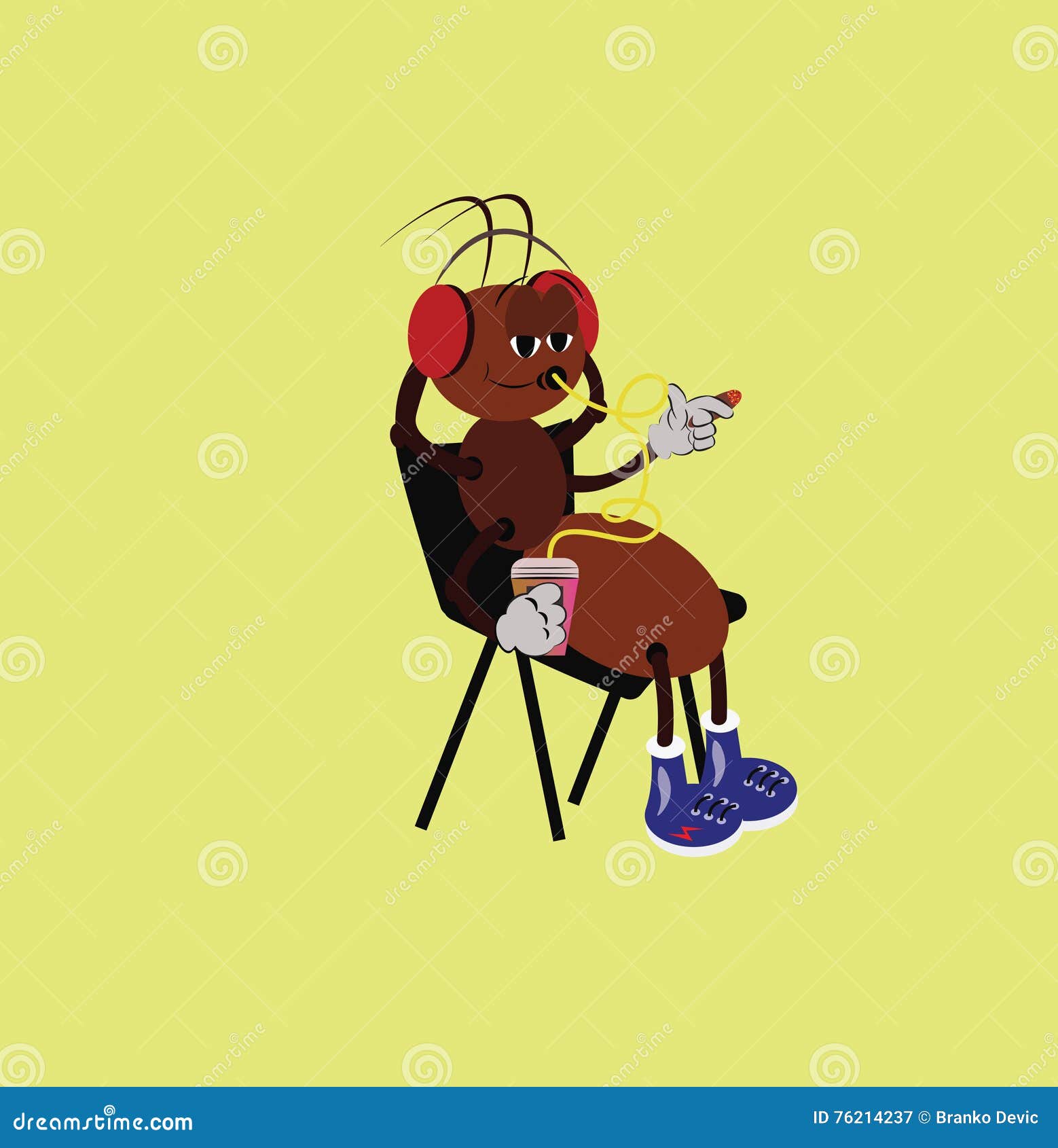 Ant is Resting in the Chair Stock Illustration - Illustration of happy ...
