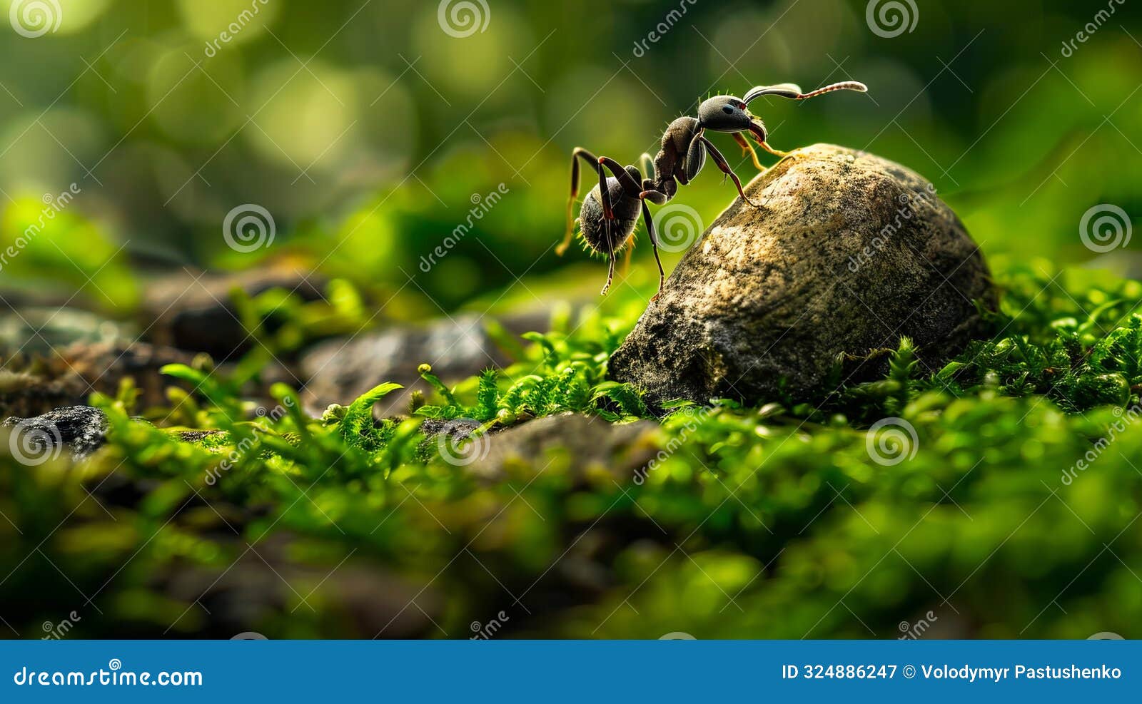 Ant on a rock in the grass stock image. Image of invertebrate - 324886247