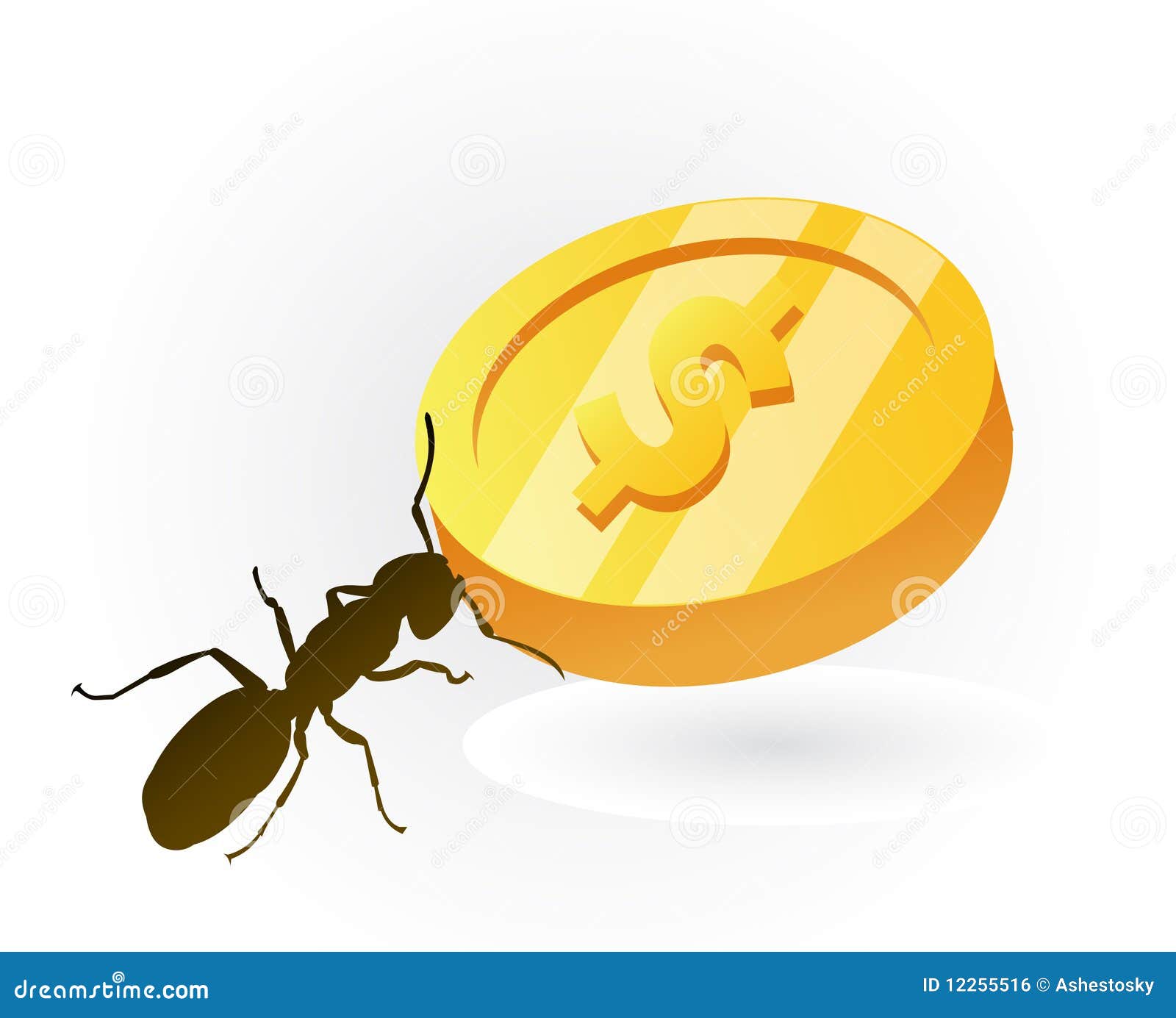 Ant Saving Money for Better Times Stock Vector - Illustration of small ...