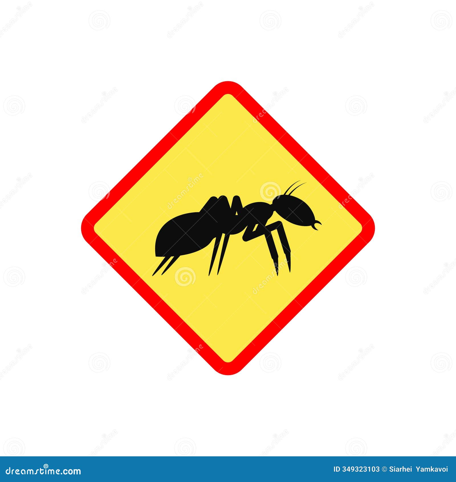 Ant Silhouette Inside a Warning Sign. Stock Vector - Illustration of ...