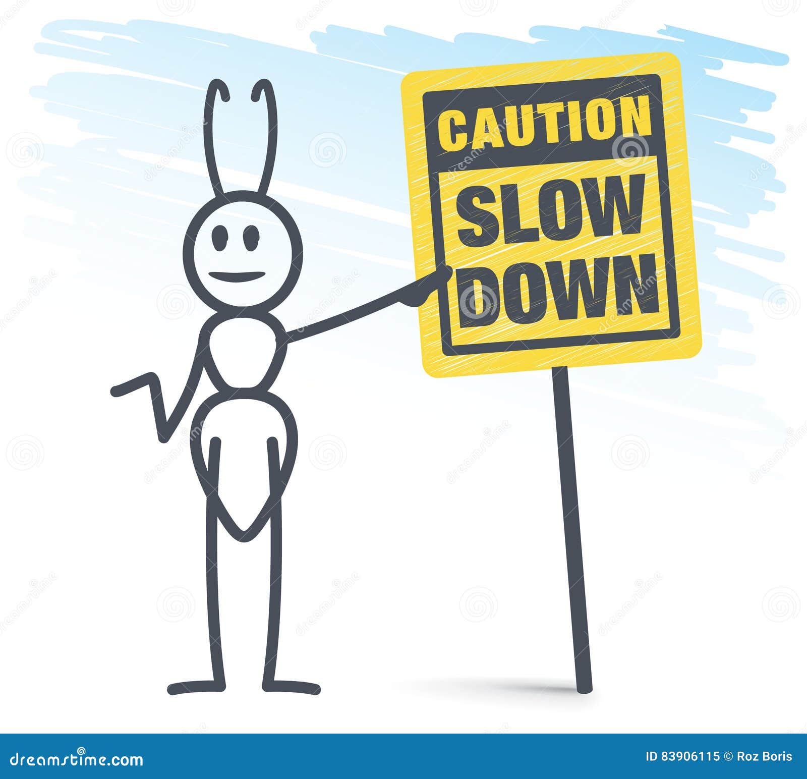Ant and slow down sign stock vector. Illustration of characters - 83906115