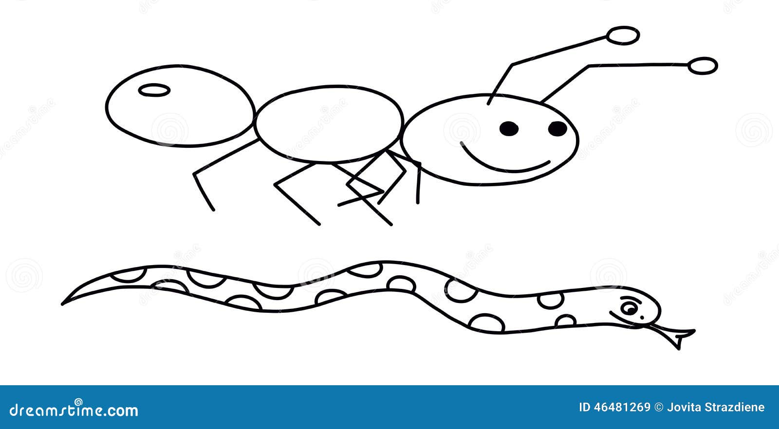 Ant and snake stock illustration. Illustration of cheerful - 46481269