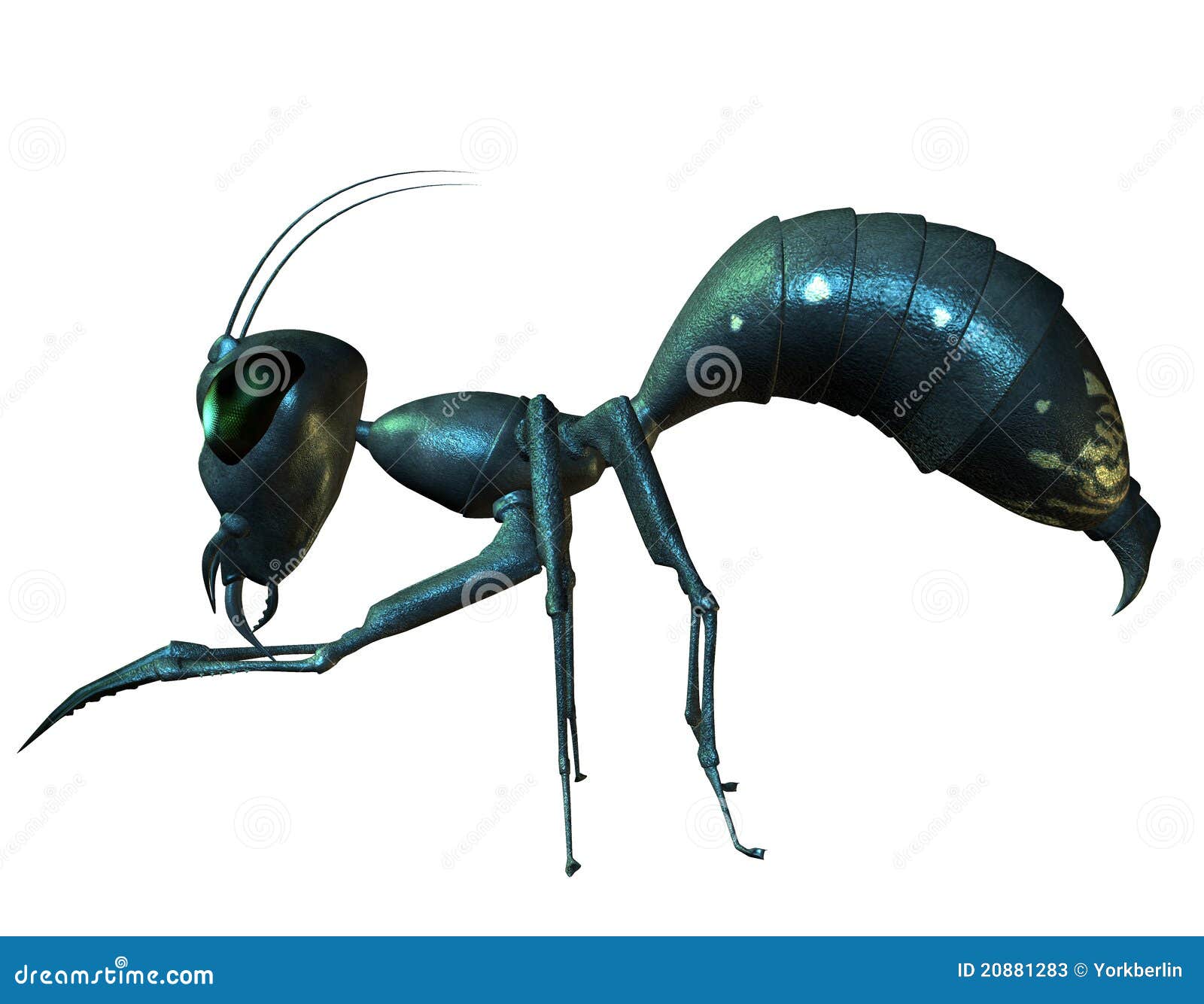 Ant standing on the side stock illustration. Illustration of antennae ...