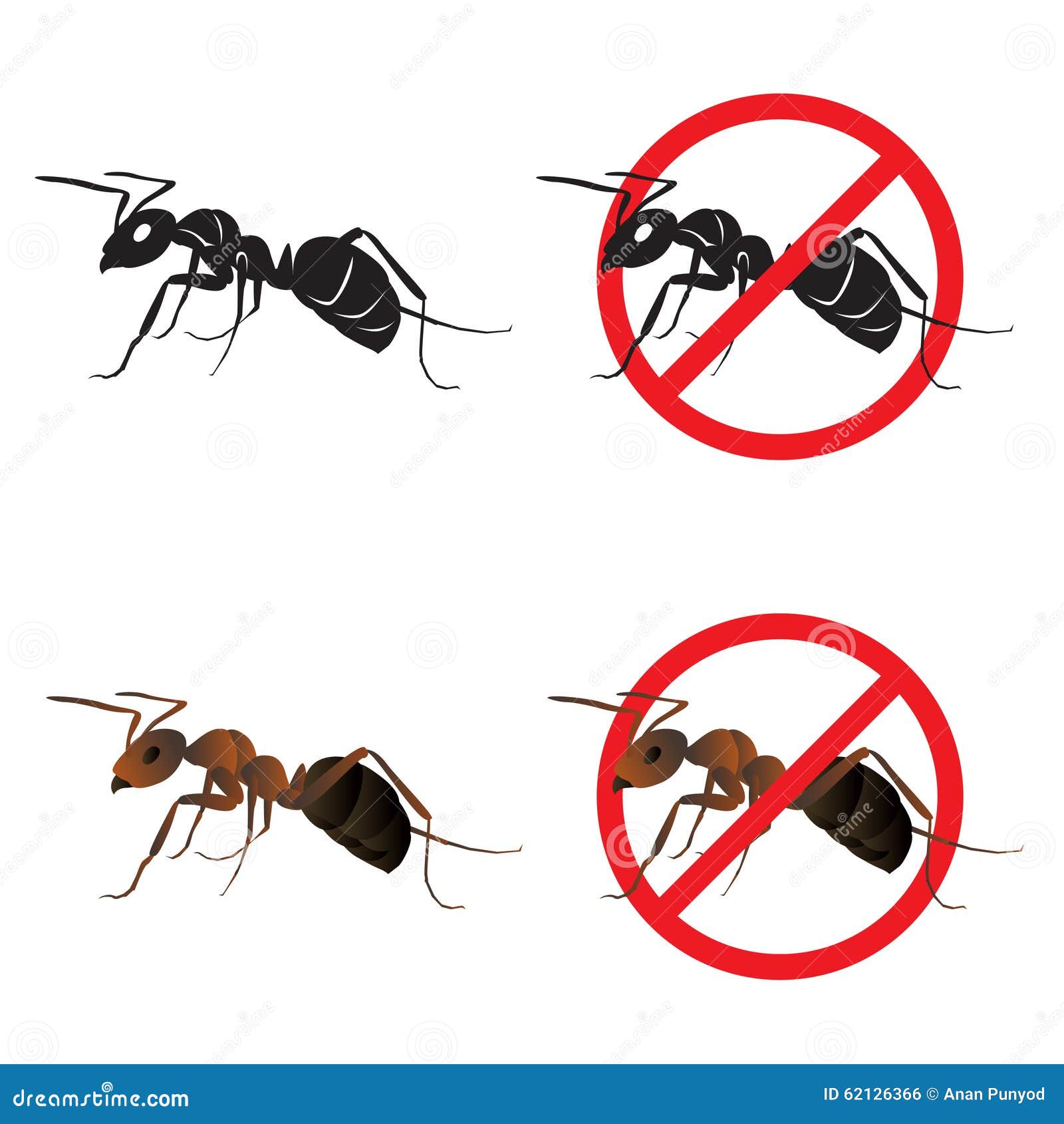 Ant and Stop Ant Sign Symbols Vector Design Stock Vector - Illustration ...
