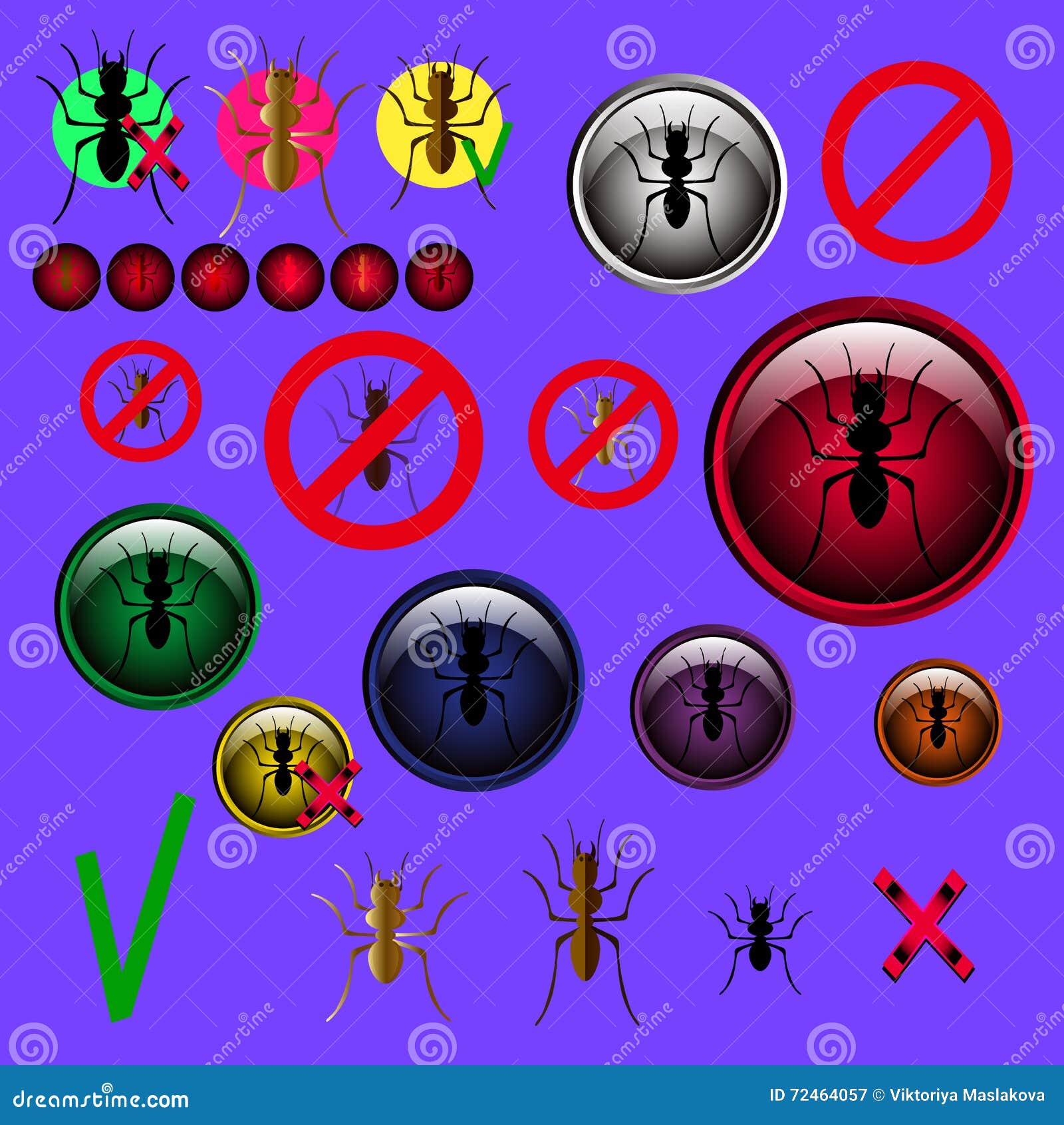 Ant and Stop Ant Sign Symbols Vector Design Stock Vector - Illustration ...