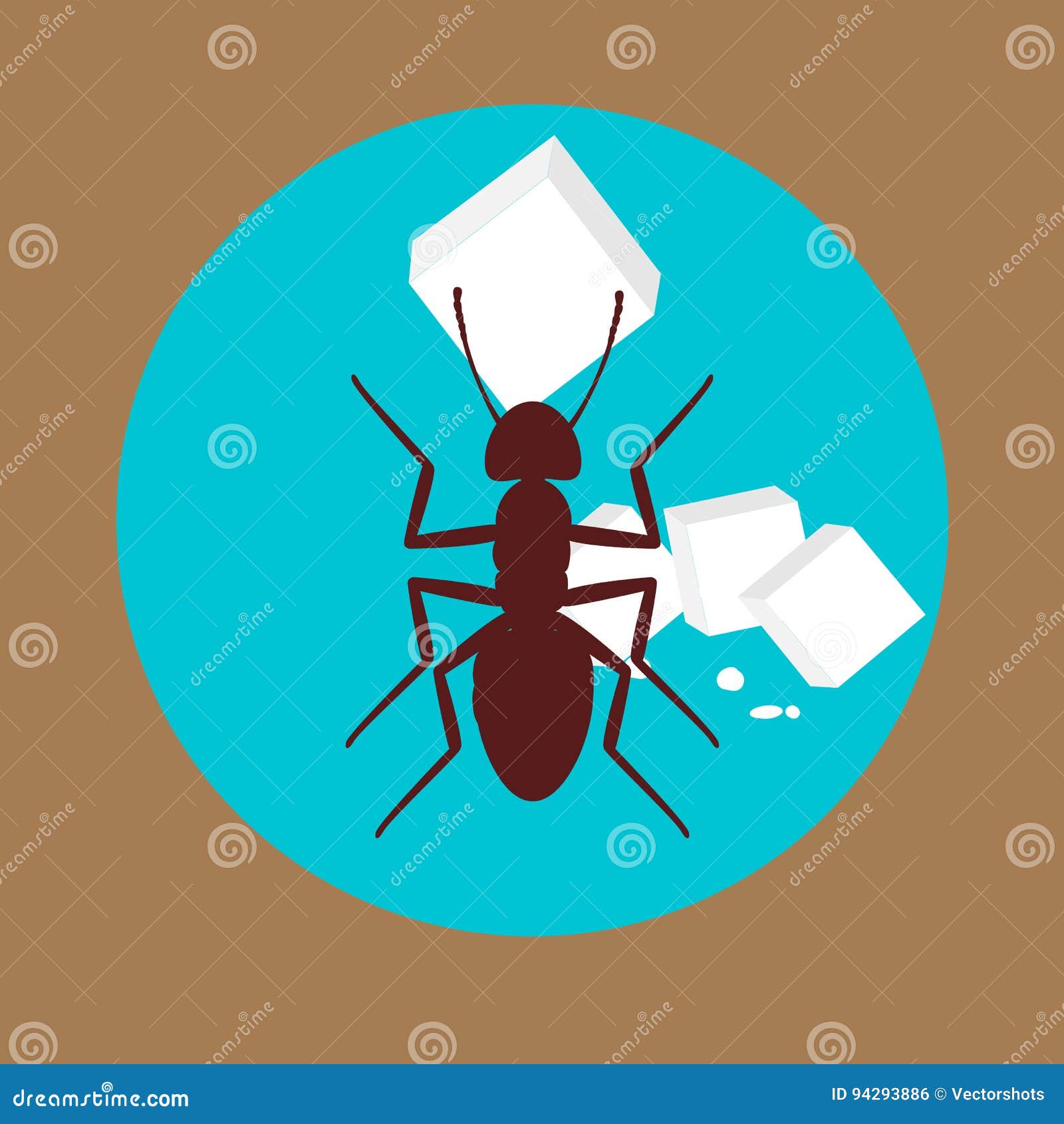 Ant with Sugar Cubes stock vector. Illustration of ants - 94293886