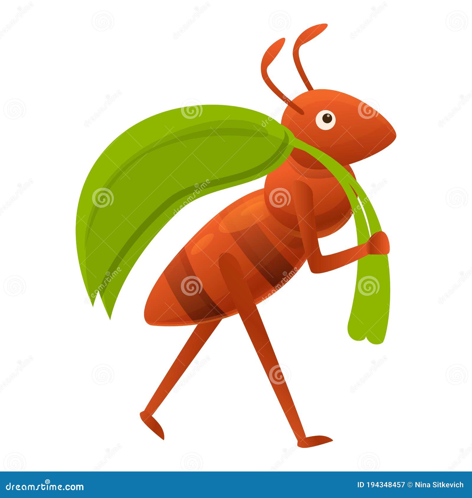 Ant Take Leafs Icon, Cartoon Style Stock Vector - Illustration of ...