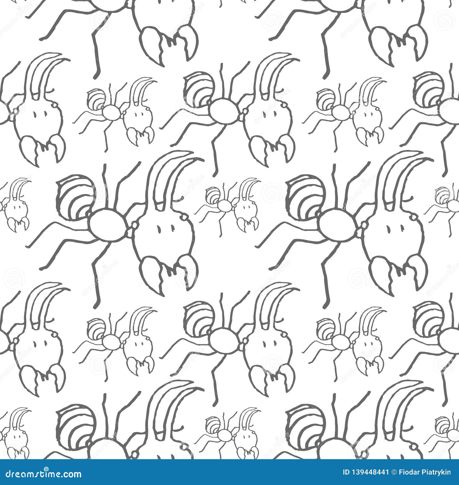 Ant Vector Seamless Pattern Isolated on White Background Stock Vector ...