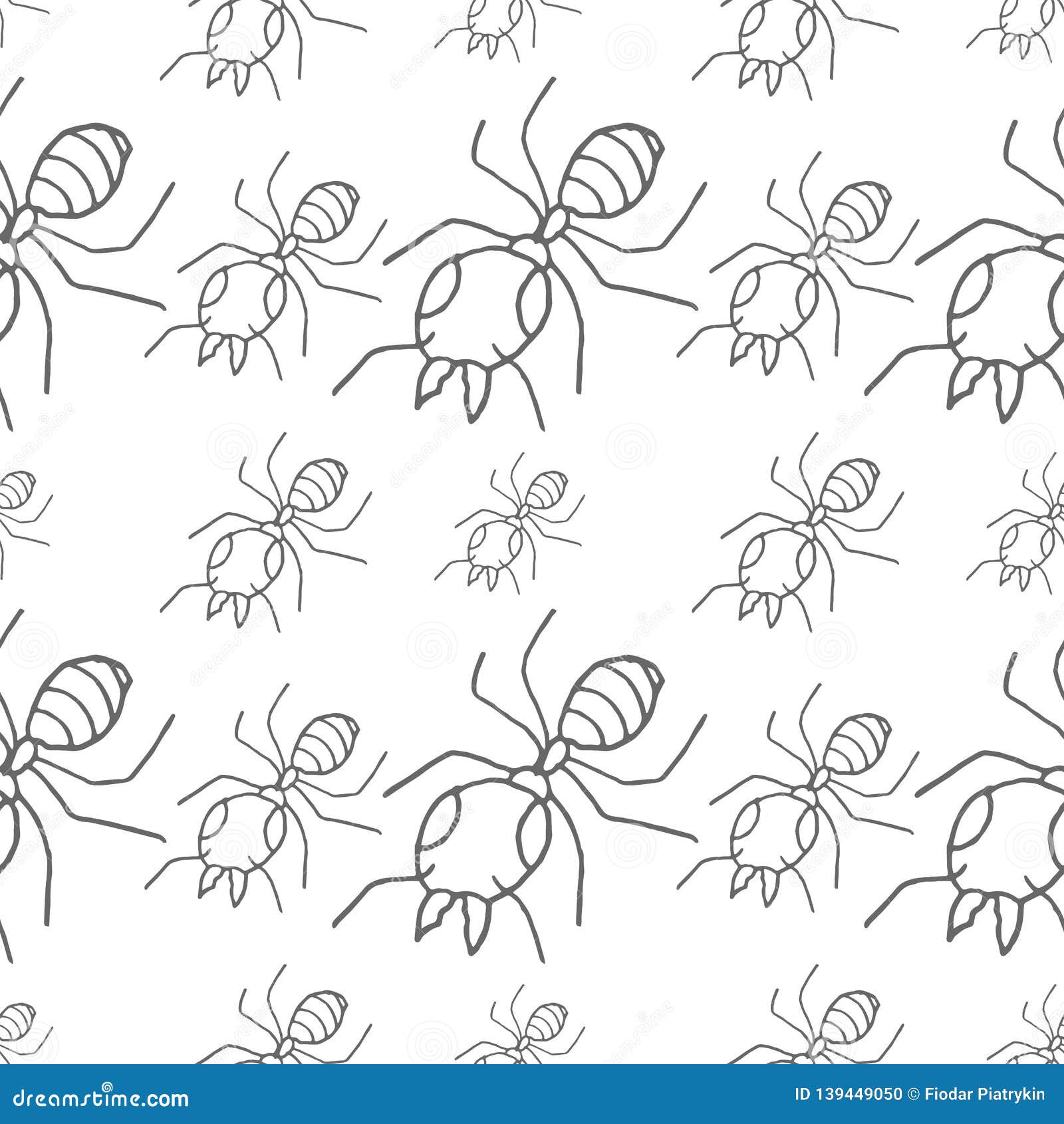 Ant Vector Seamless Pattern Isolated on White Background Stock Vector ...