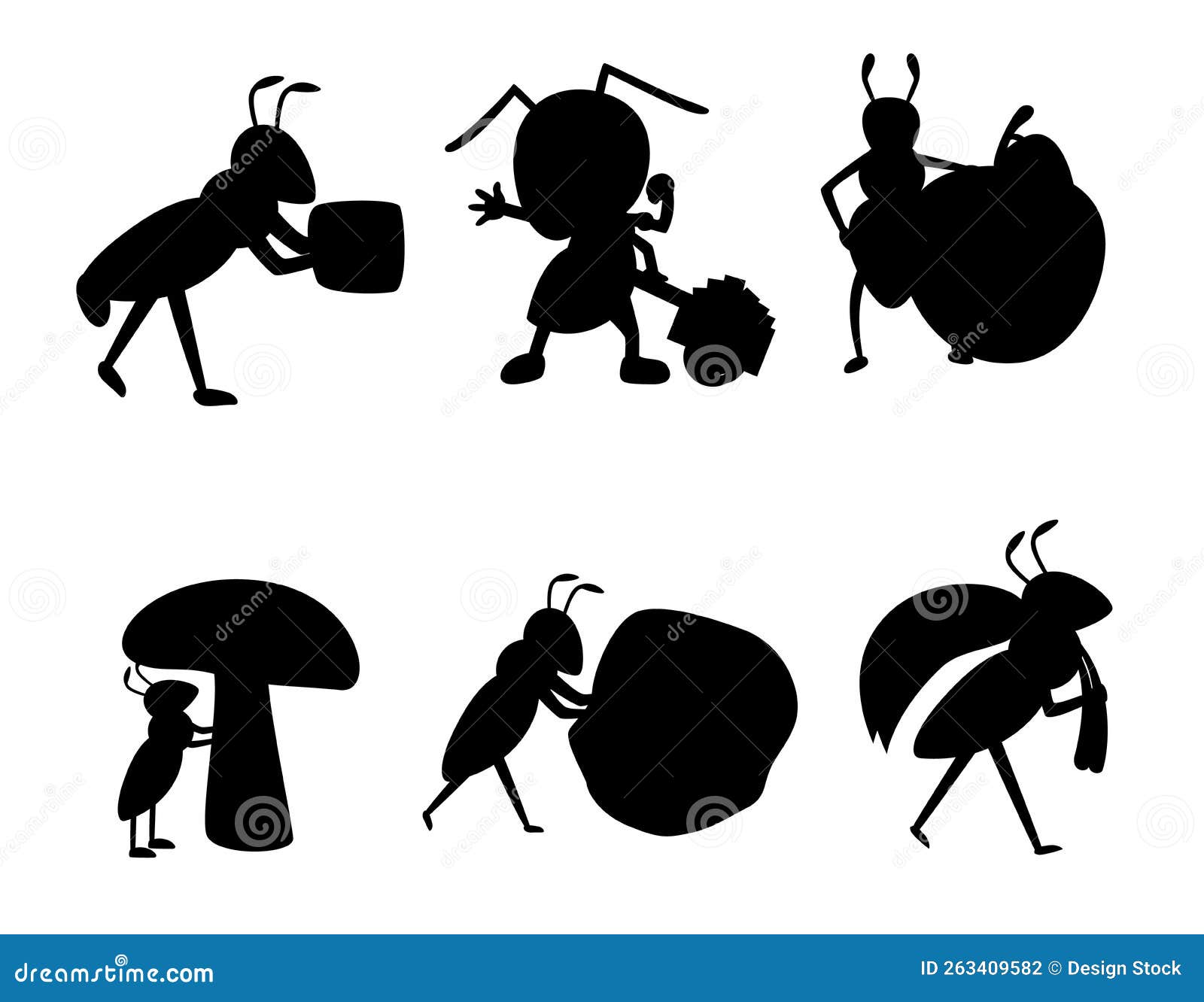 Ant Working with Tools Symbol. Stock Vector Silhouettes Stock ...