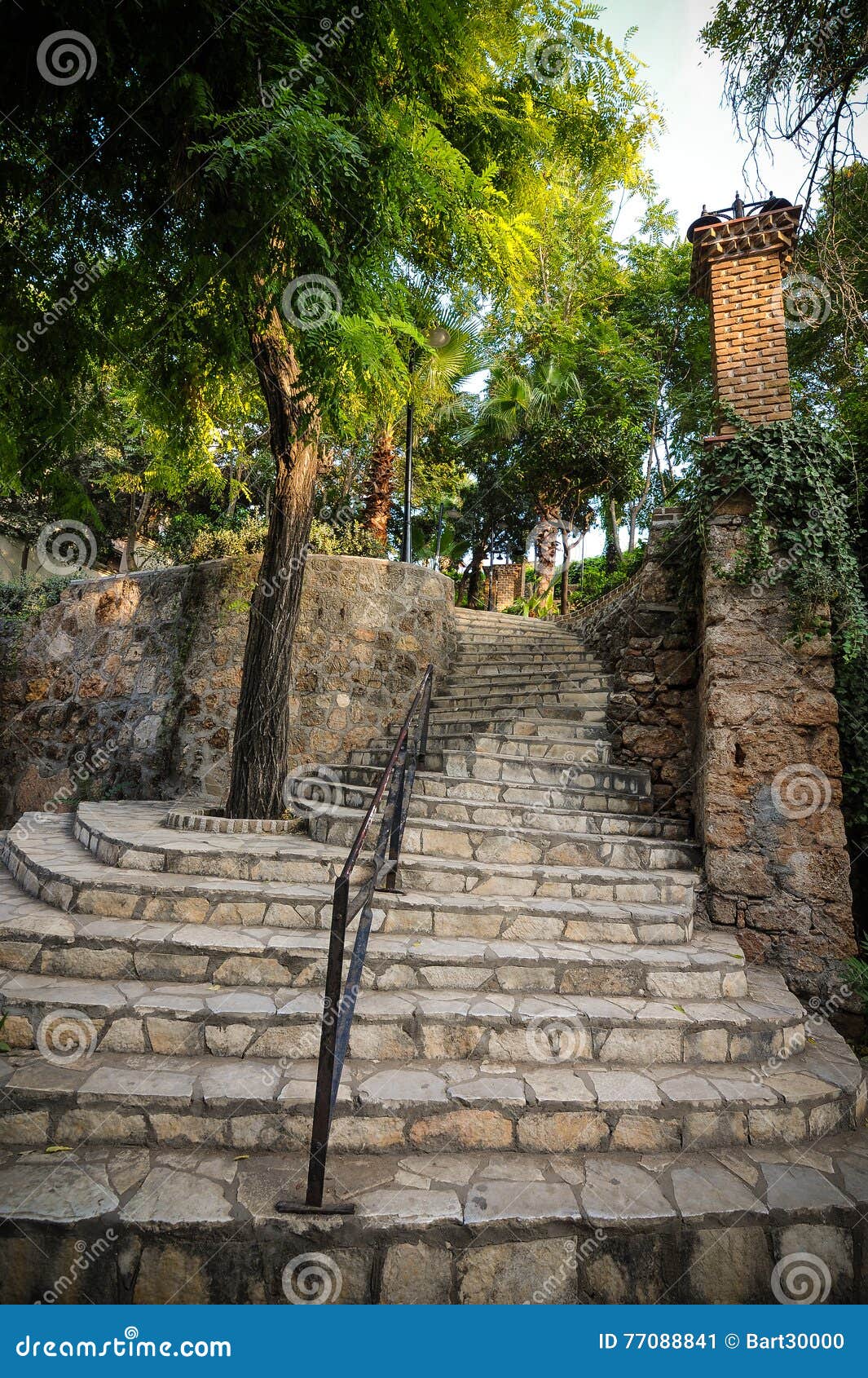 Antalya Old Town stairs stock image. Image of restaurant - 77088841