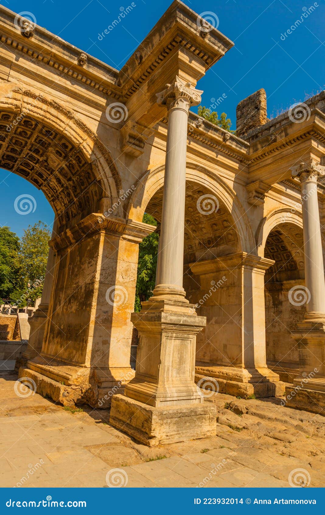 ANTALYA, TURKEY: Adrian Gate in the Background Blue Sky. Antique ...