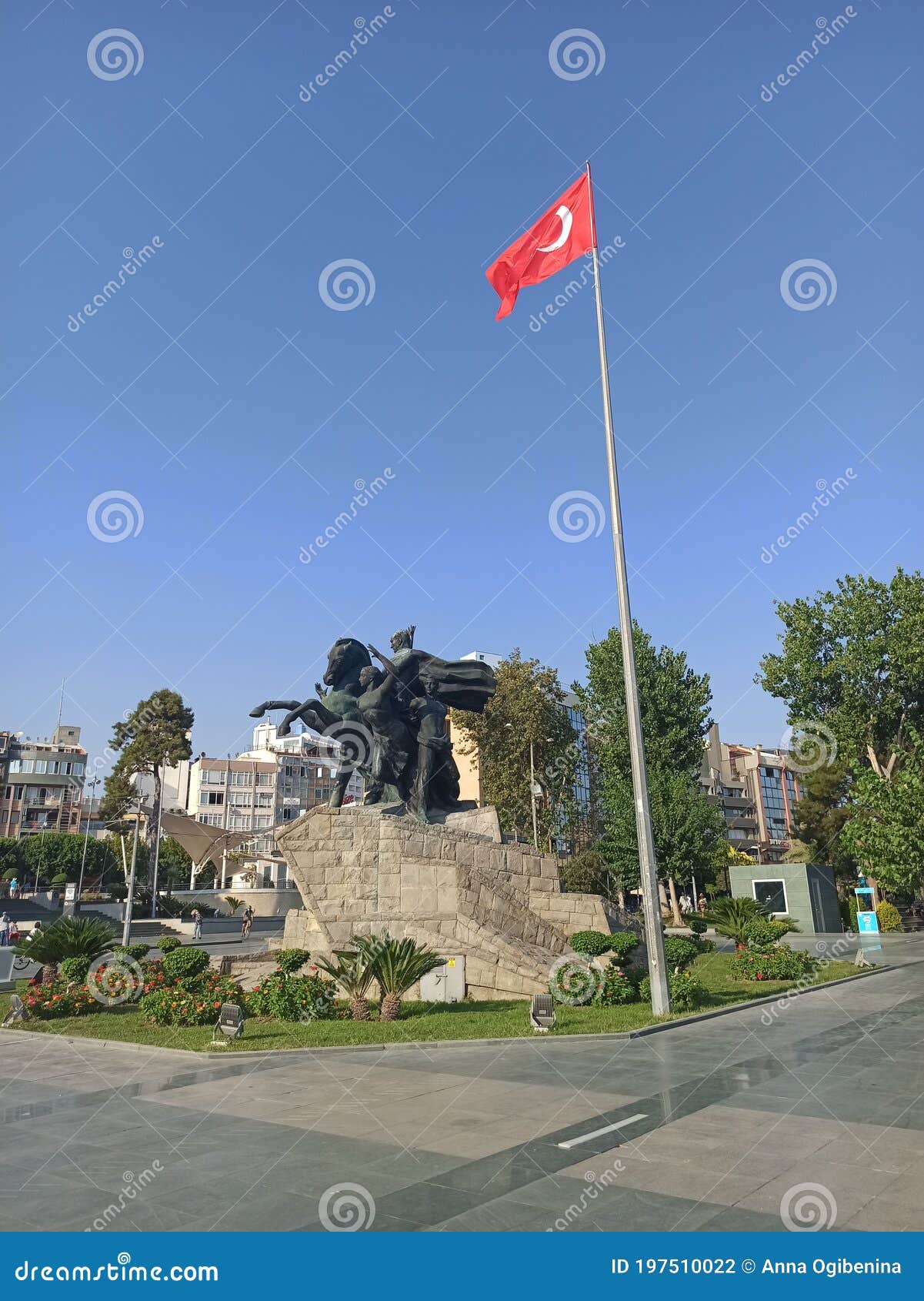 Antalya Turkey Flag Monument Stock Photo - Image of streetlight ...
