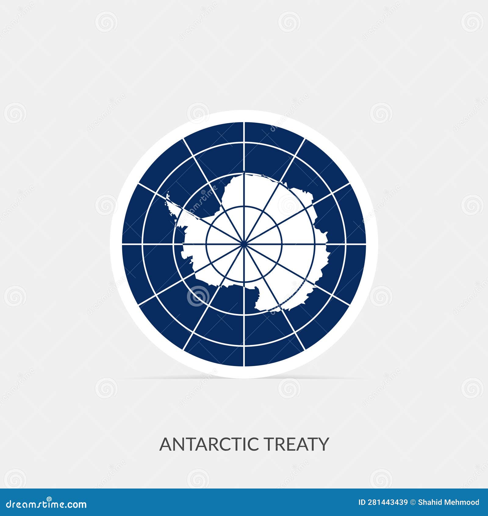 Antarctic Treaty Round Flag Icon with Shadow Stock Vector ...