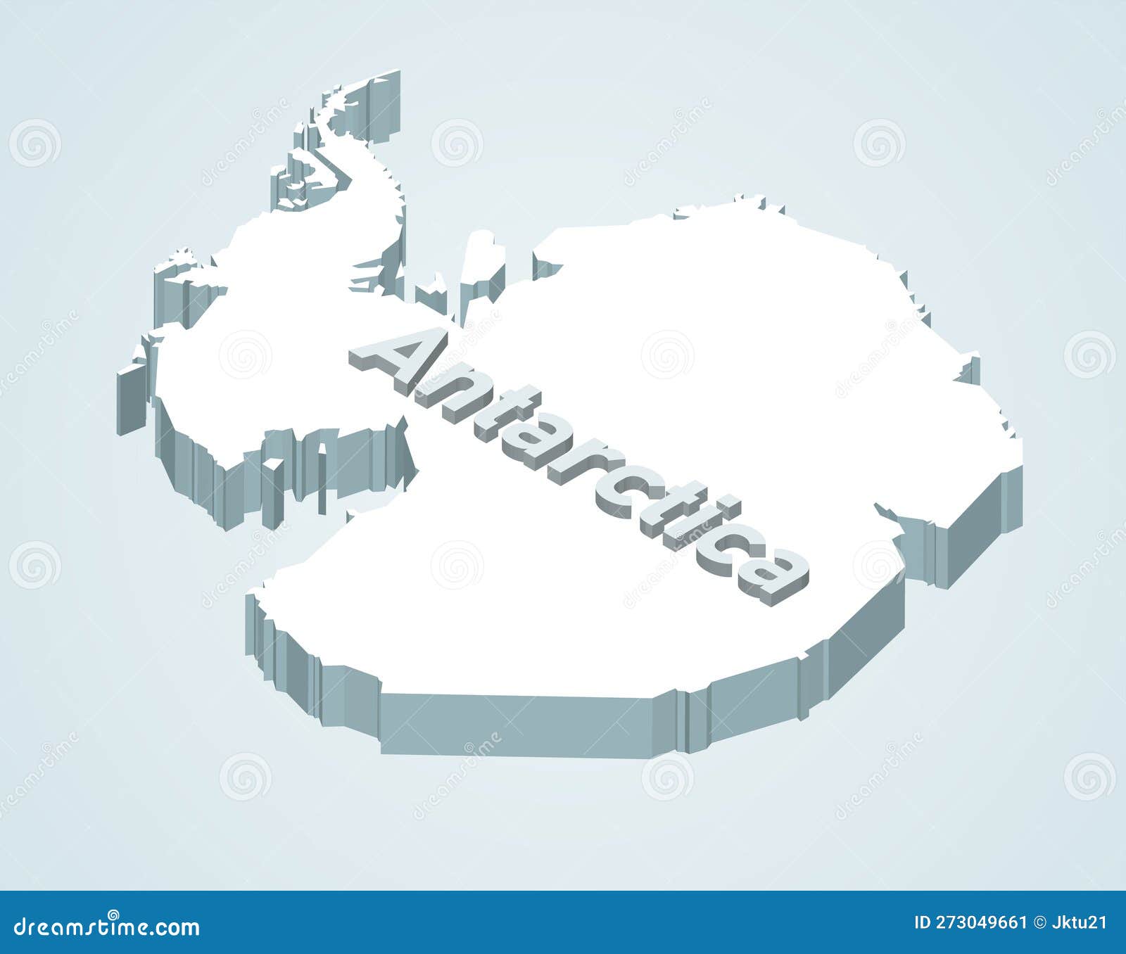 Antarctica 3d (isometric) Map on Light Blue Background with Volumetric ...