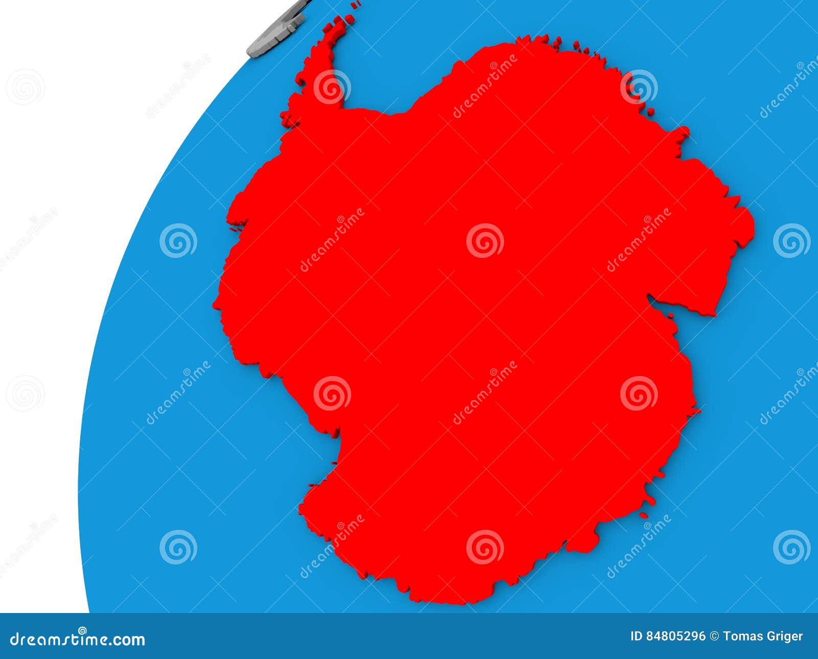 Antarctica on globe in red stock illustration. Illustration of ...