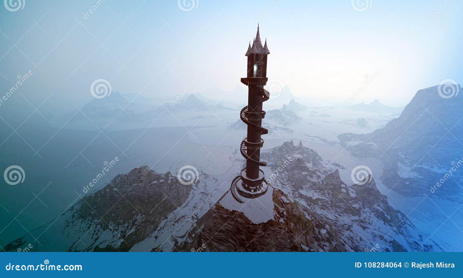 Antarctica Lighthouse Fantasy Stock Illustration - Illustration of ...