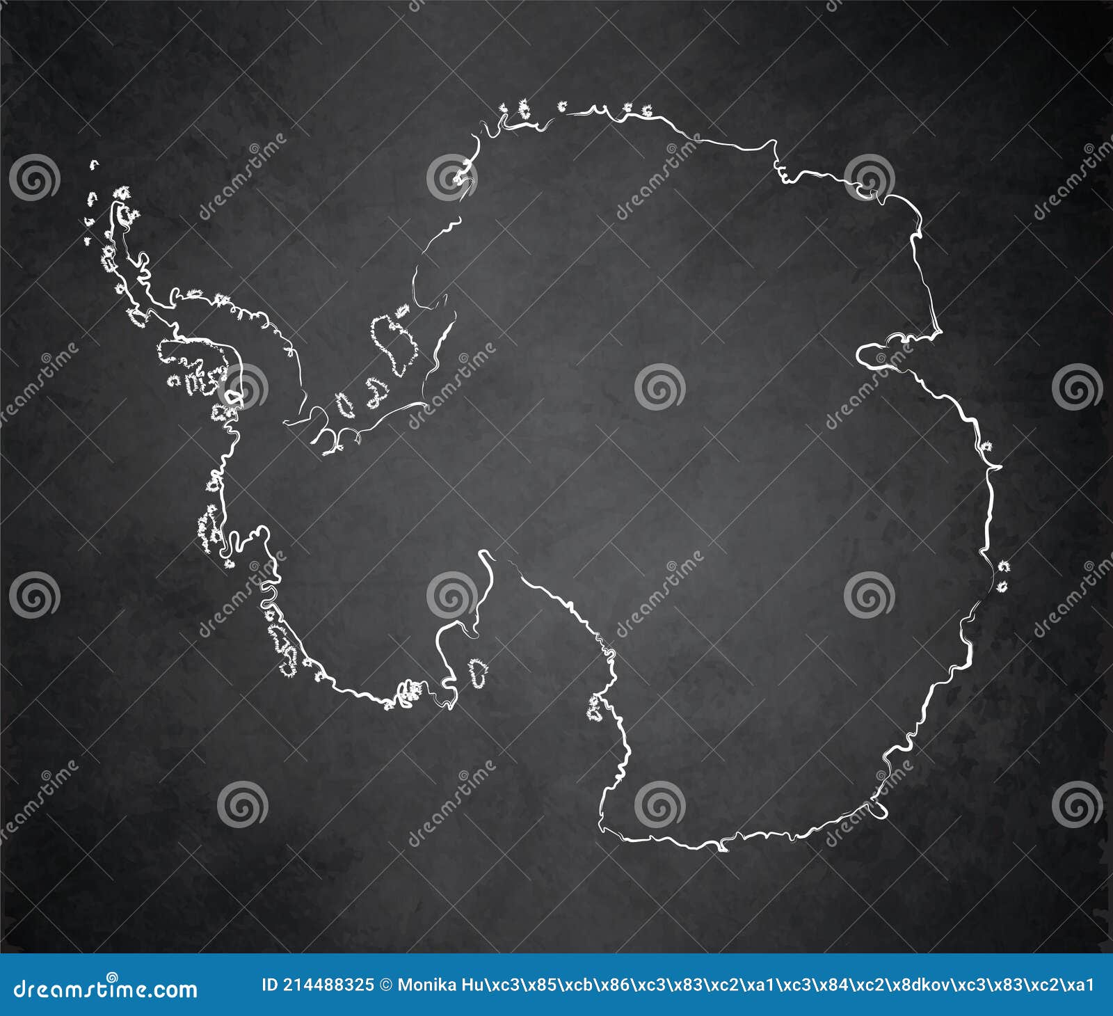 Blank Map Of Antarctica. Thin Line Antarctica Map On A Transparent ...