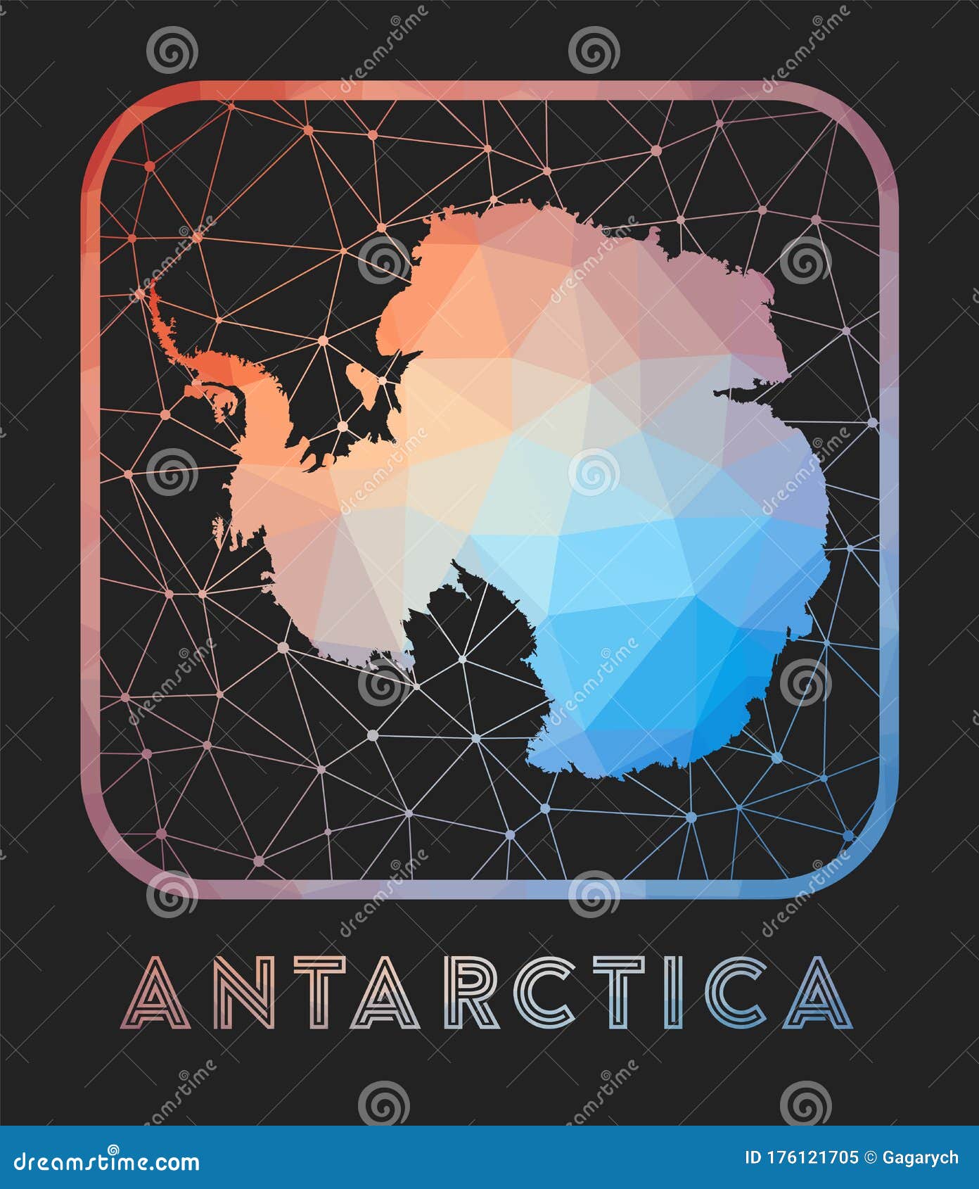 Antarctica map design. stock vector. Illustration of polygonal - 176121705