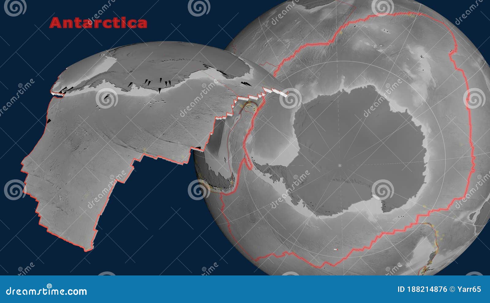 Antarctica Plate Described and Presented - Grayscale Stock Illustration ...