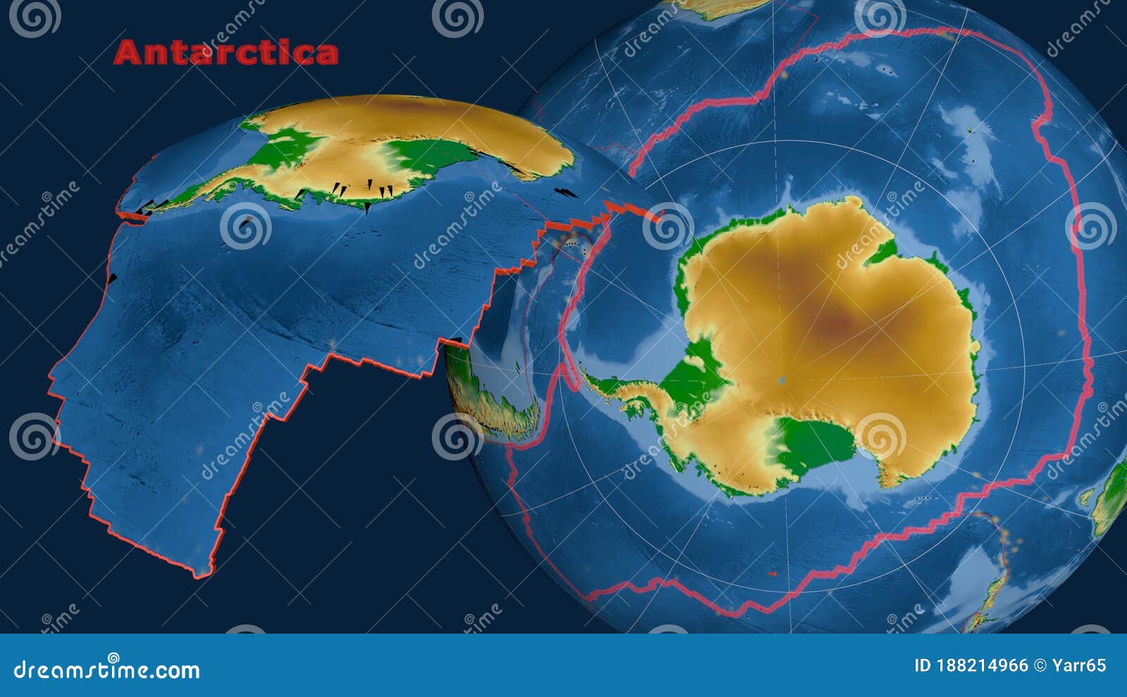 Antarctica Plate Described and Presented - Physical Stock Illustration ...