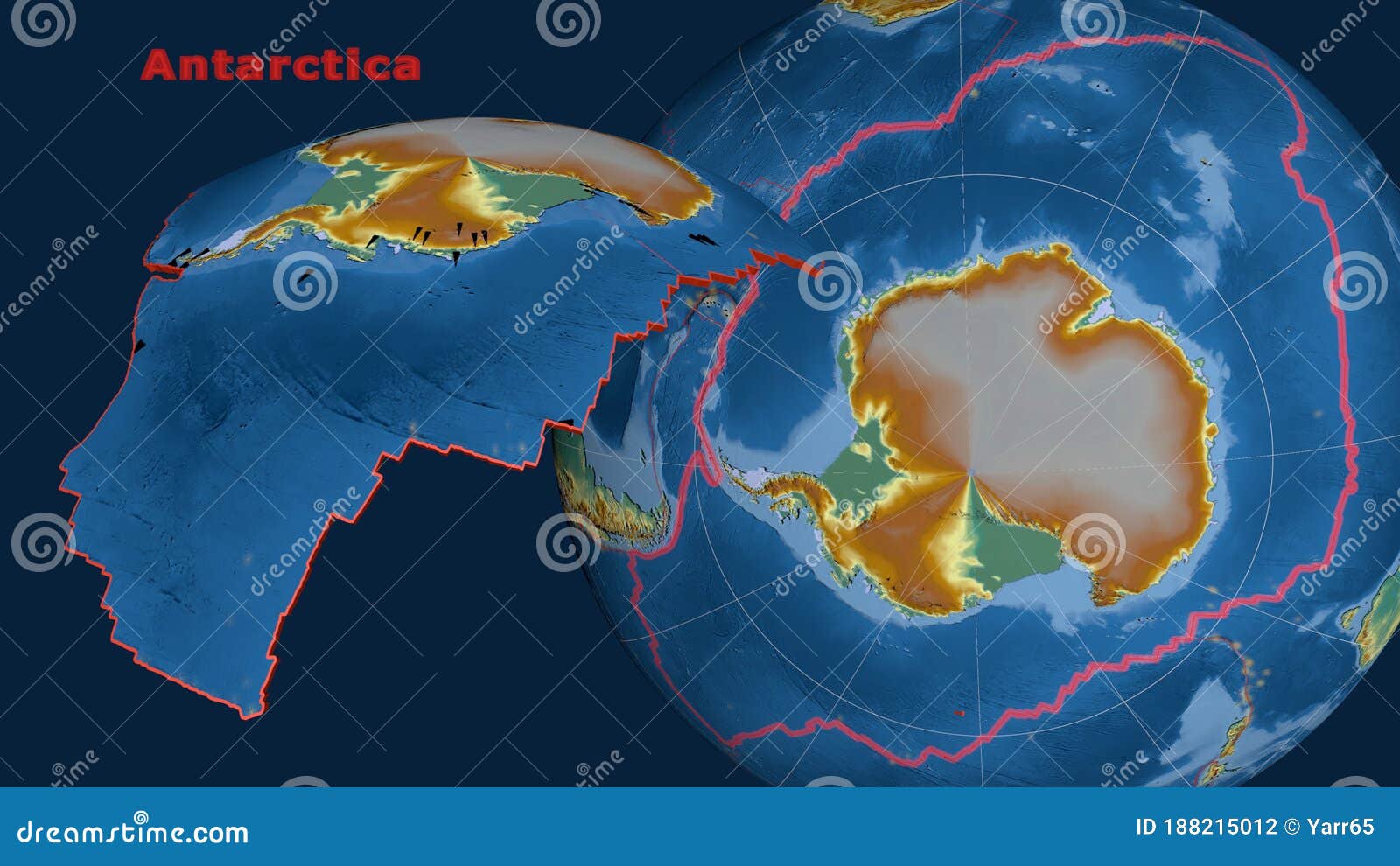 Antarctica Plate Described and Presented - Relief Stock Illustration ...