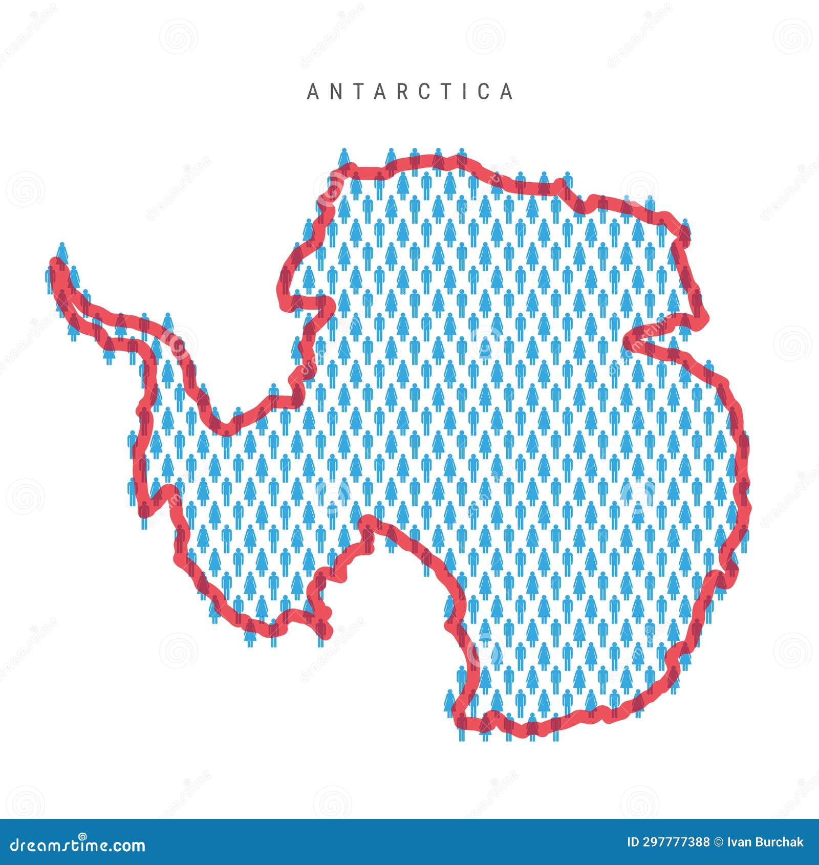 Antarctica Population Map. Stick Figures Polar Explorers People Map ...