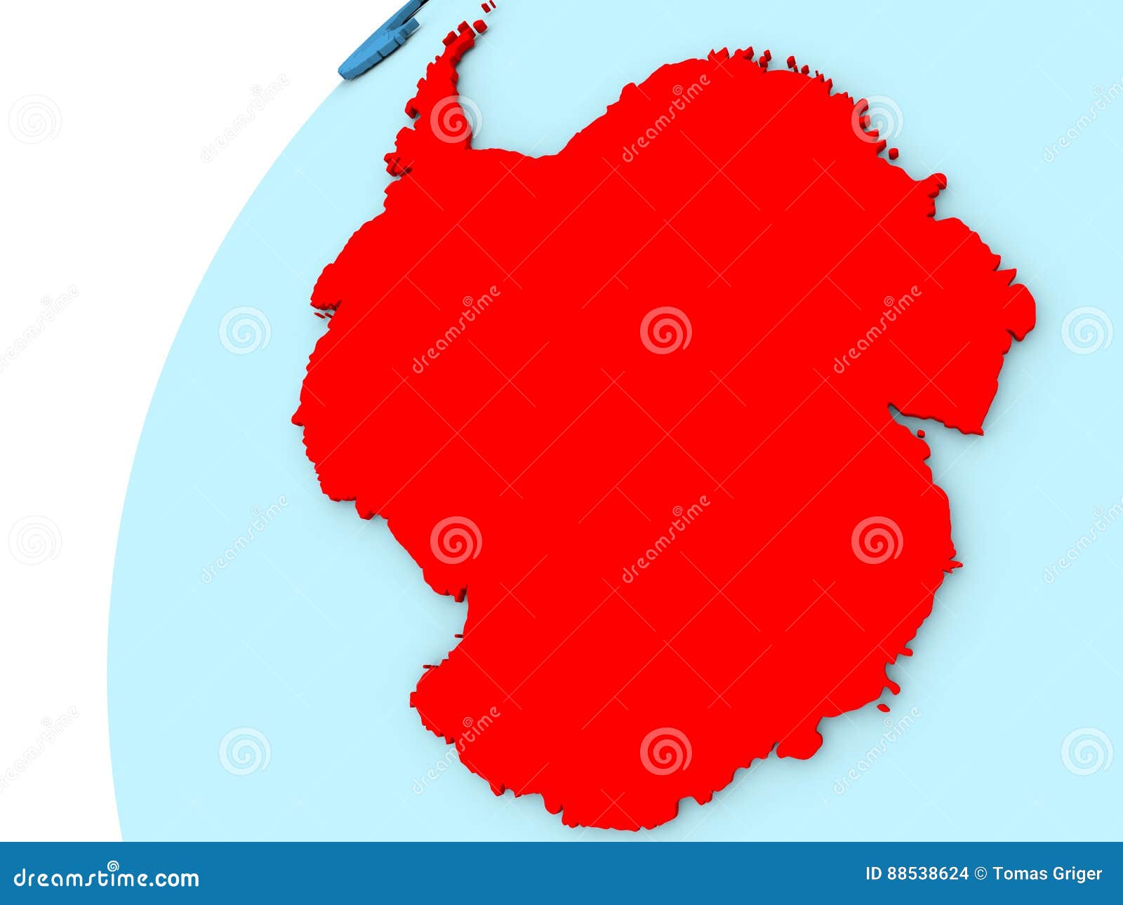 Antarctica in Red on Blue Globe Stock Illustration - Illustration of ...