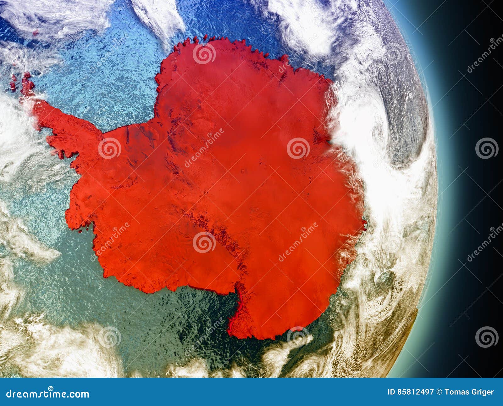 Antarctica in Red from Space Stock Illustration - Illustration of ...