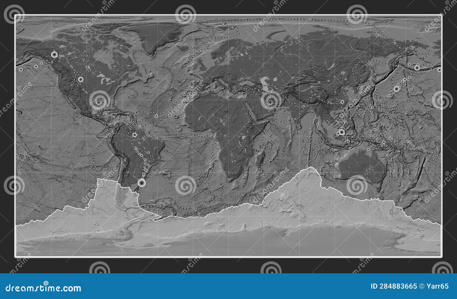 Antarctica Tectonic Plate. Bilevel. Patterson Cylindrical. Earth Stock ...