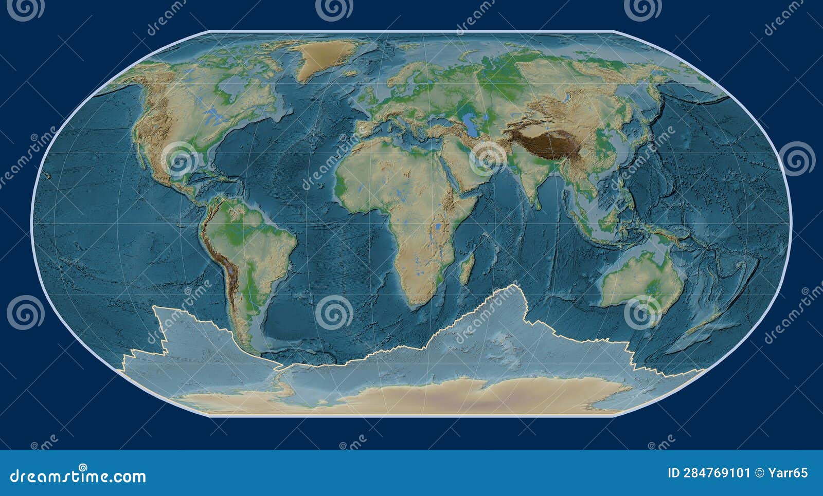 Antarctica Tectonic Plate. Physical. Robinson. Stock Illustration ...
