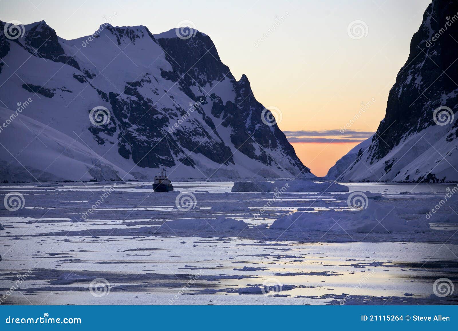 Antarctica - Tourist Ship - Midnight Sun Stock Photo - Image of channel ...