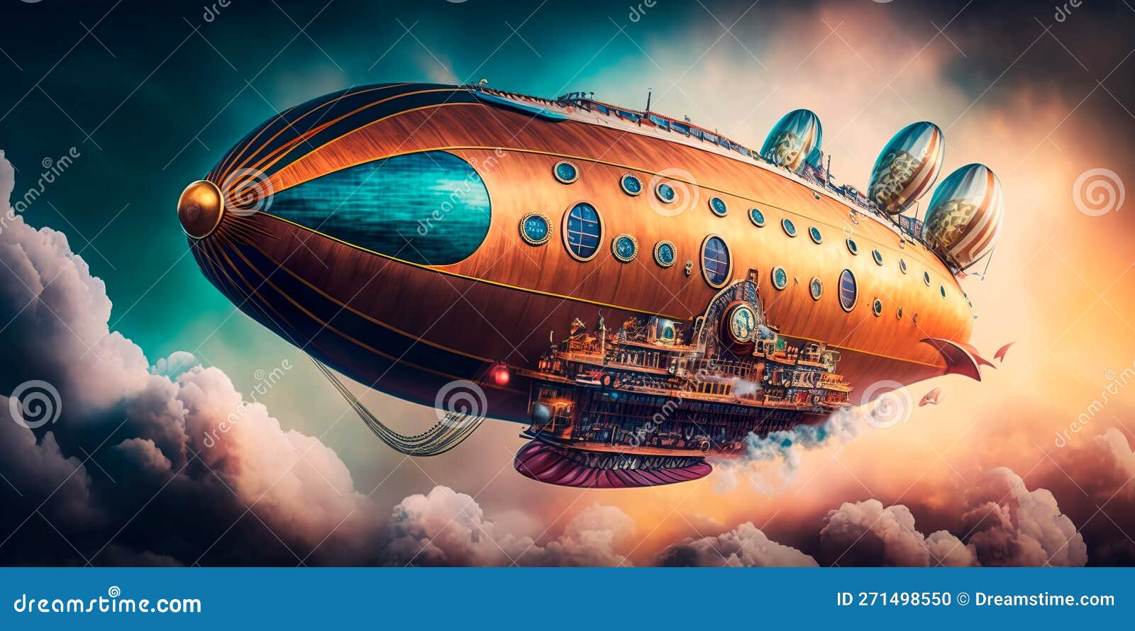 Antastic Airship Soaring through the Clouds, Powered by Steam and Magic ...