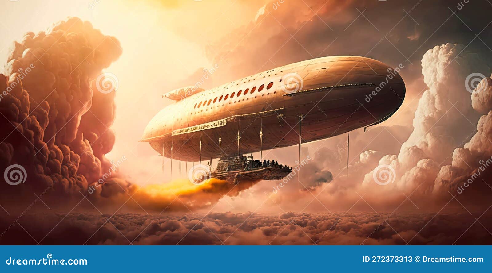 Antastic Airship Soaring through the Clouds, Powered by Steam and Magic ...