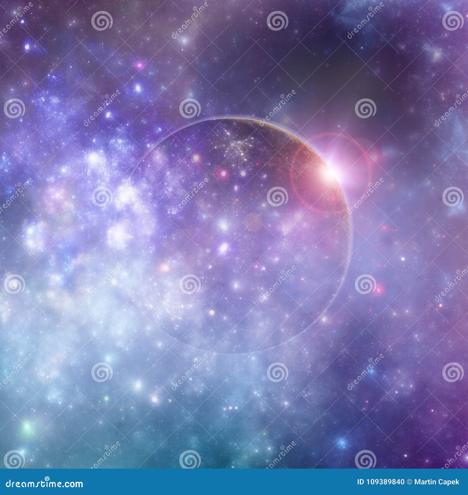 Antasy Deep Space Planets in Colorful Celestial Clouds Stock ...