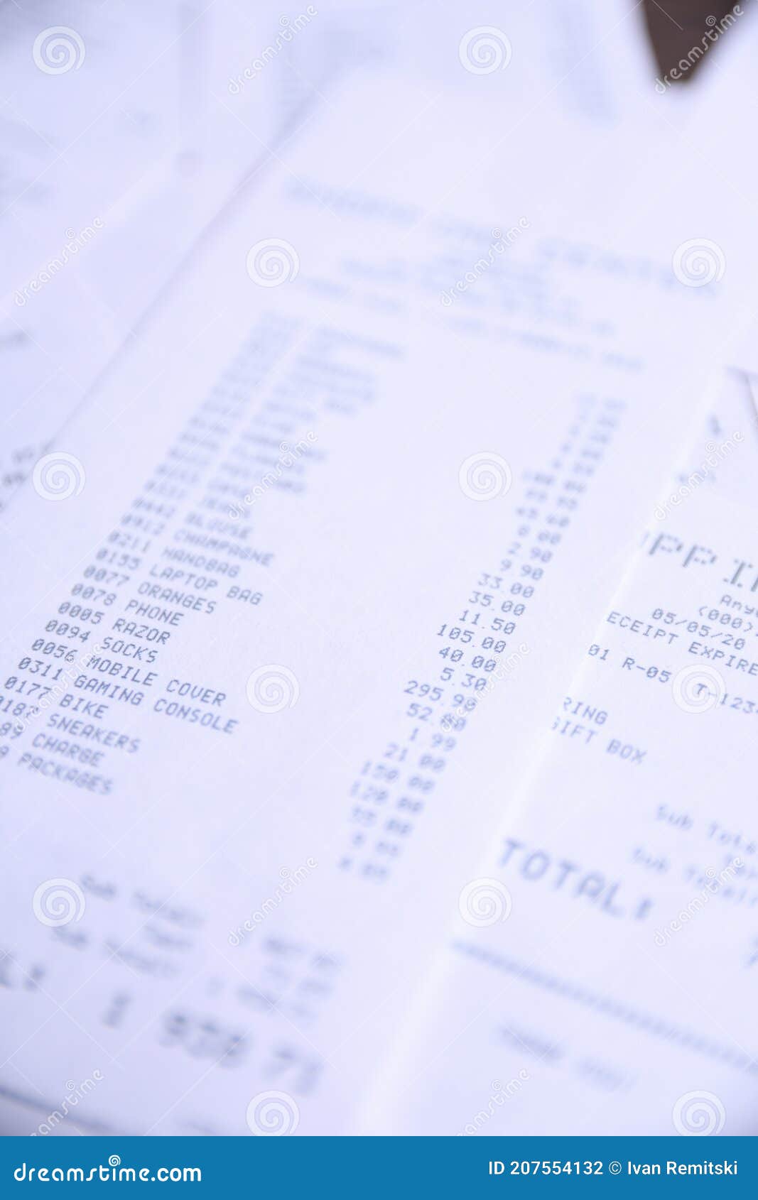 Antecedentes De Cheques De Compras En Tiendas. Primer Plano Foto de ...