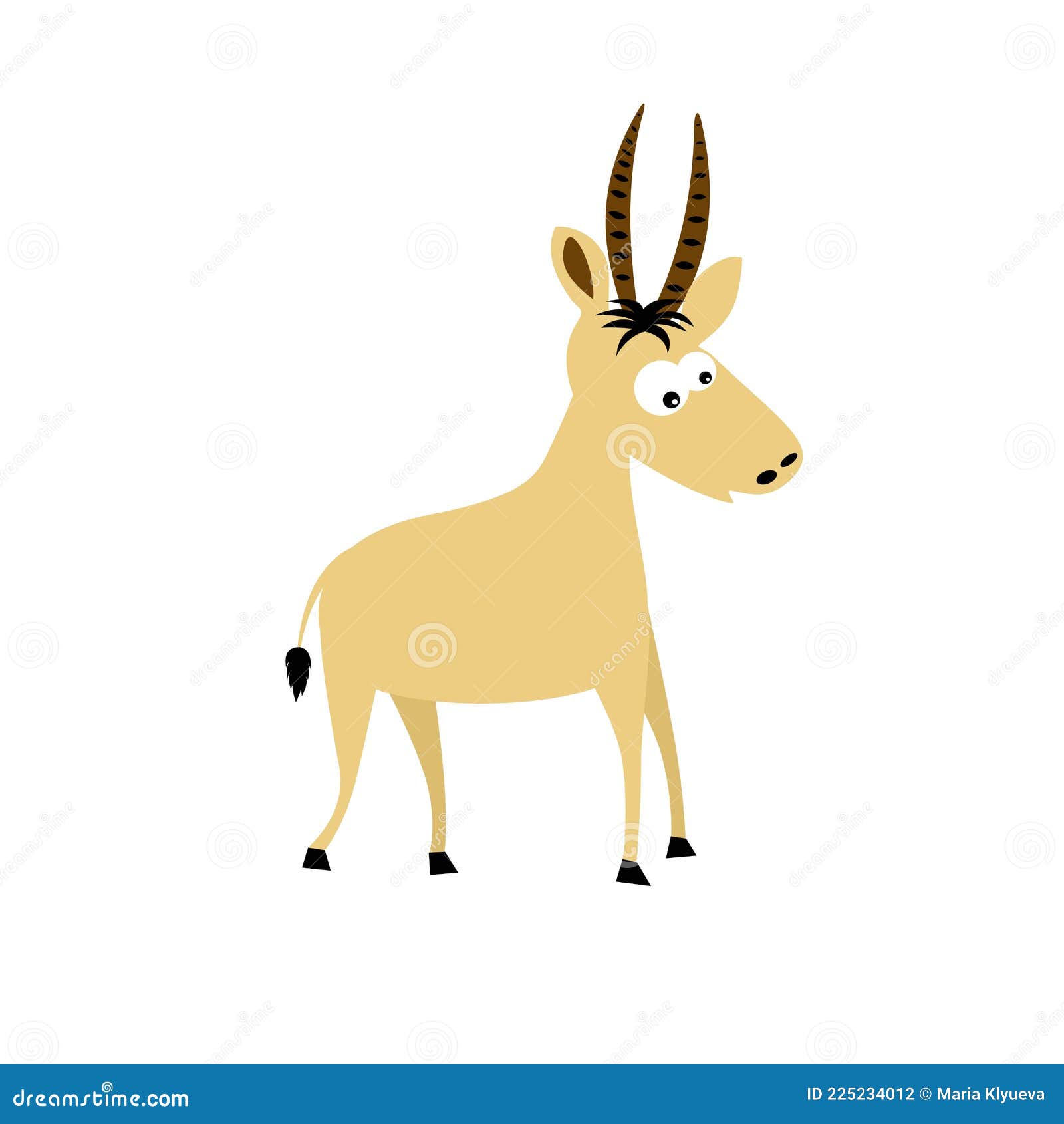 Antelope in 2d Cartoon Style. Flat Isolated Vector Stock Vector ...