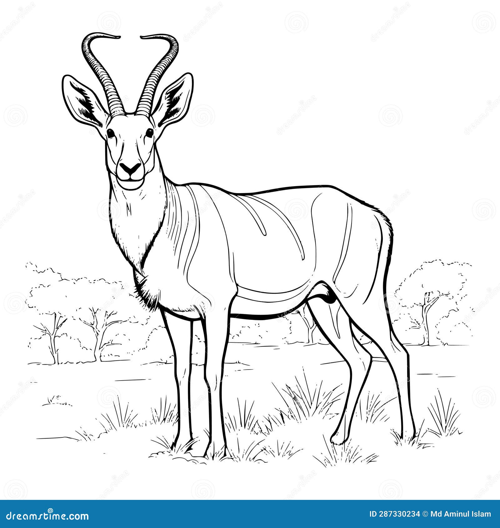 Antelope Coloring Pages for Kids Stock Vector - Illustration of sheet ...