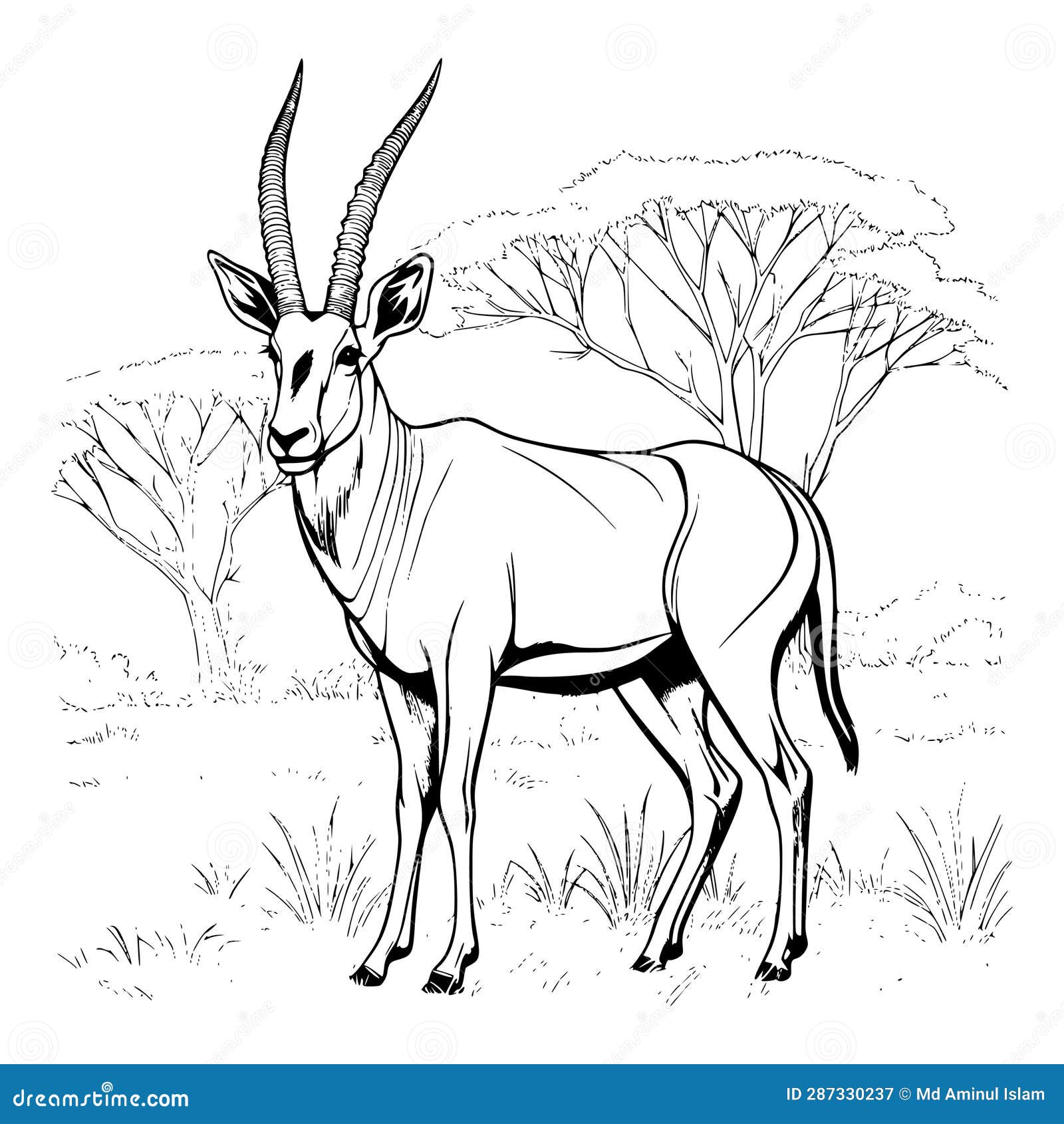 Antelope Coloring Pages for Kids Stock Vector - Illustration of pages ...