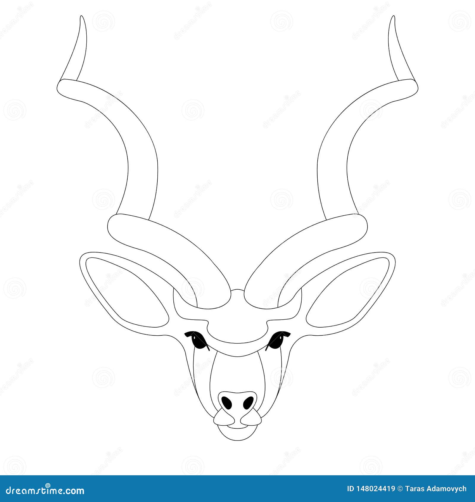 Antelope Face, Vector Illustration,lining Draw,front Stock Vector ...