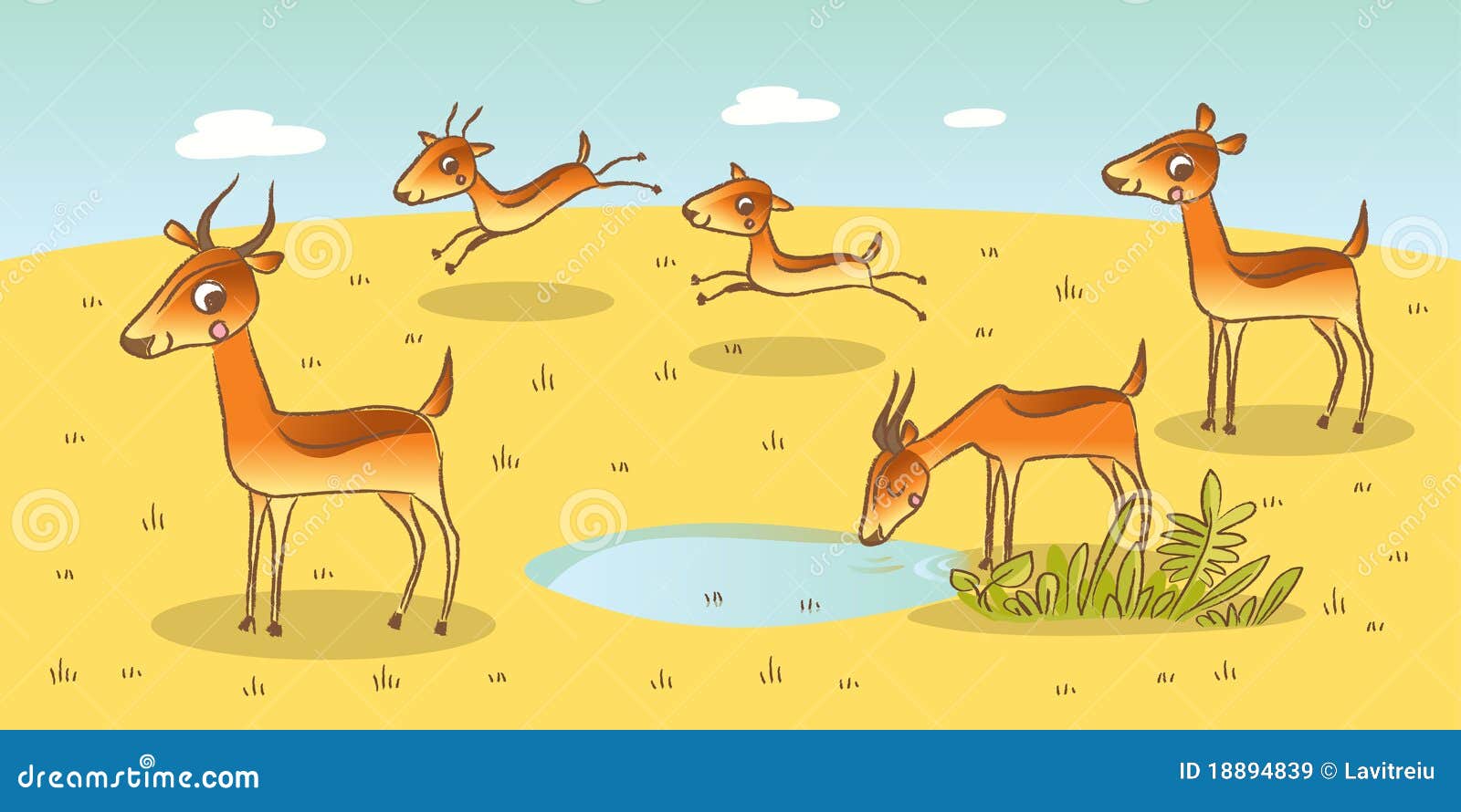 Antelope Family Cartoon Vector | CartoonDealer.com #18894839