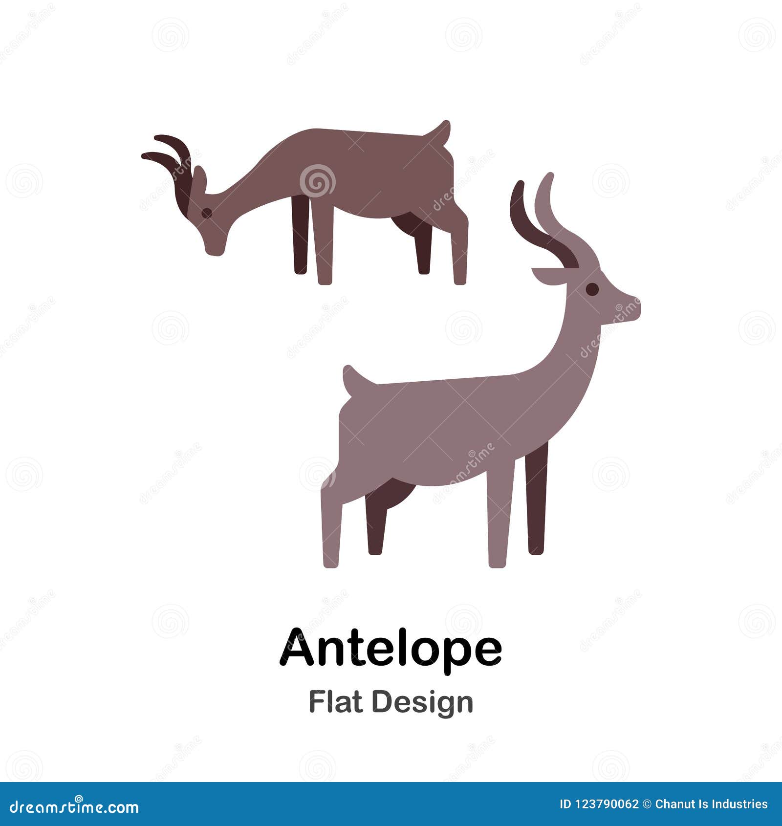 Antelope Flat Icon stock vector. Illustration of african - 123790062
